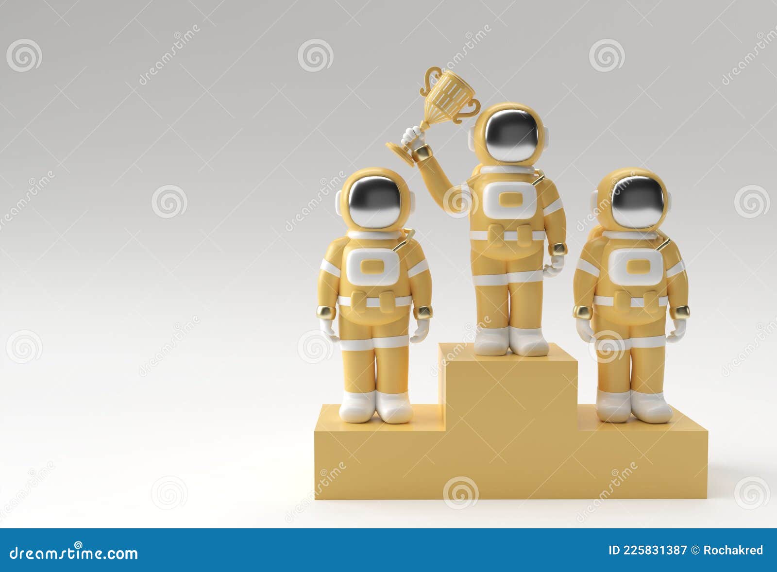 Successful Astronaut Got the First Prize Trophy 3D Rendering Stock ...