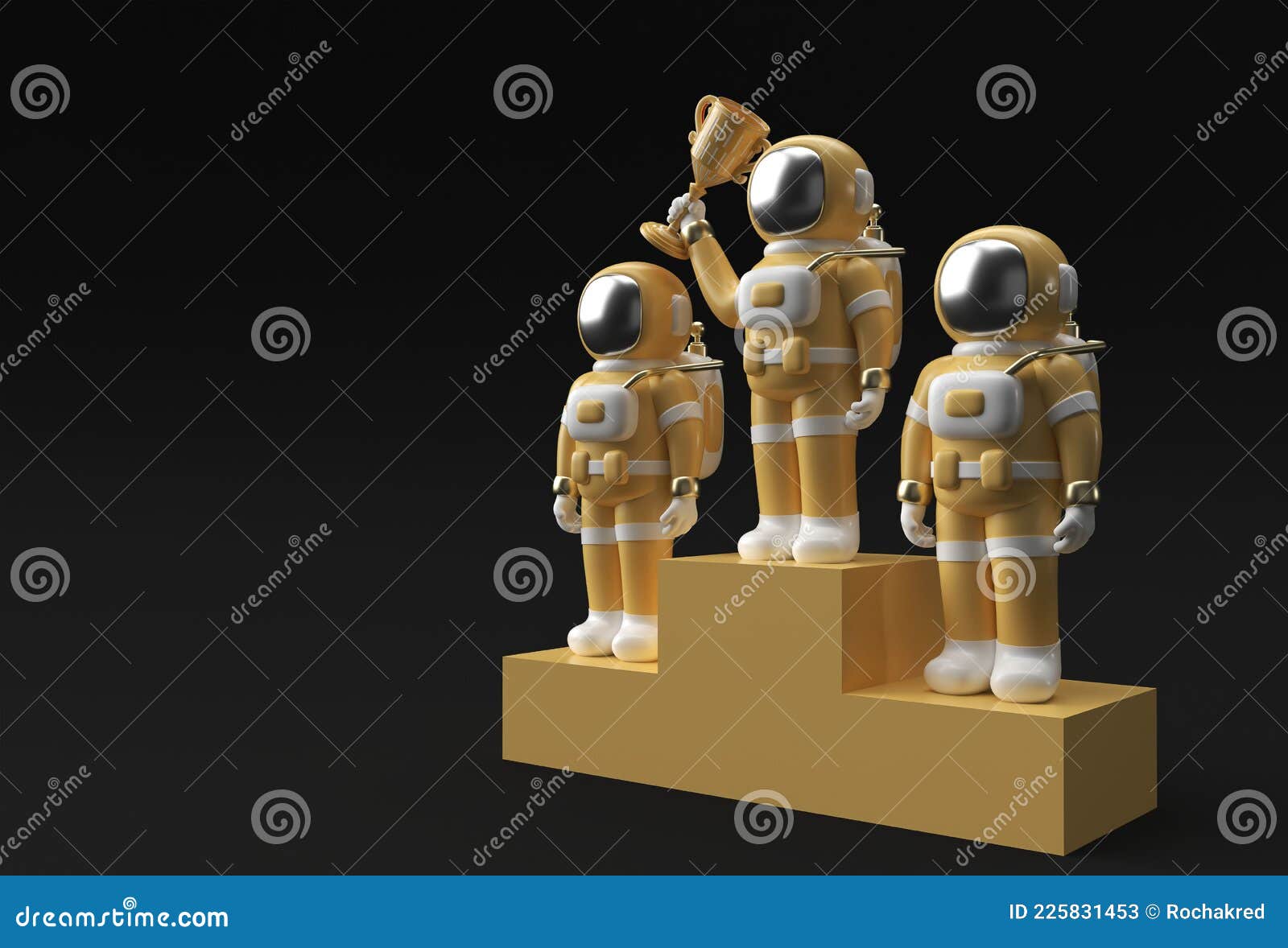 Successful Astronaut Got the First Prize Trophy 3D Rendering Stock ...