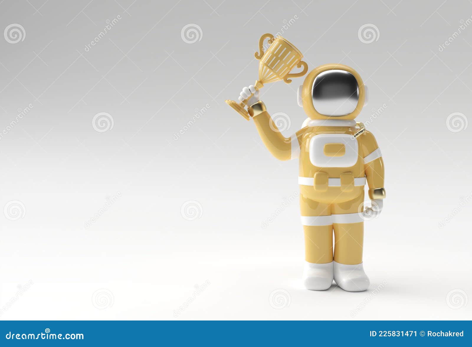 Successful Astronaut Got the First Prize Trophy 3D Rendering Stock ...