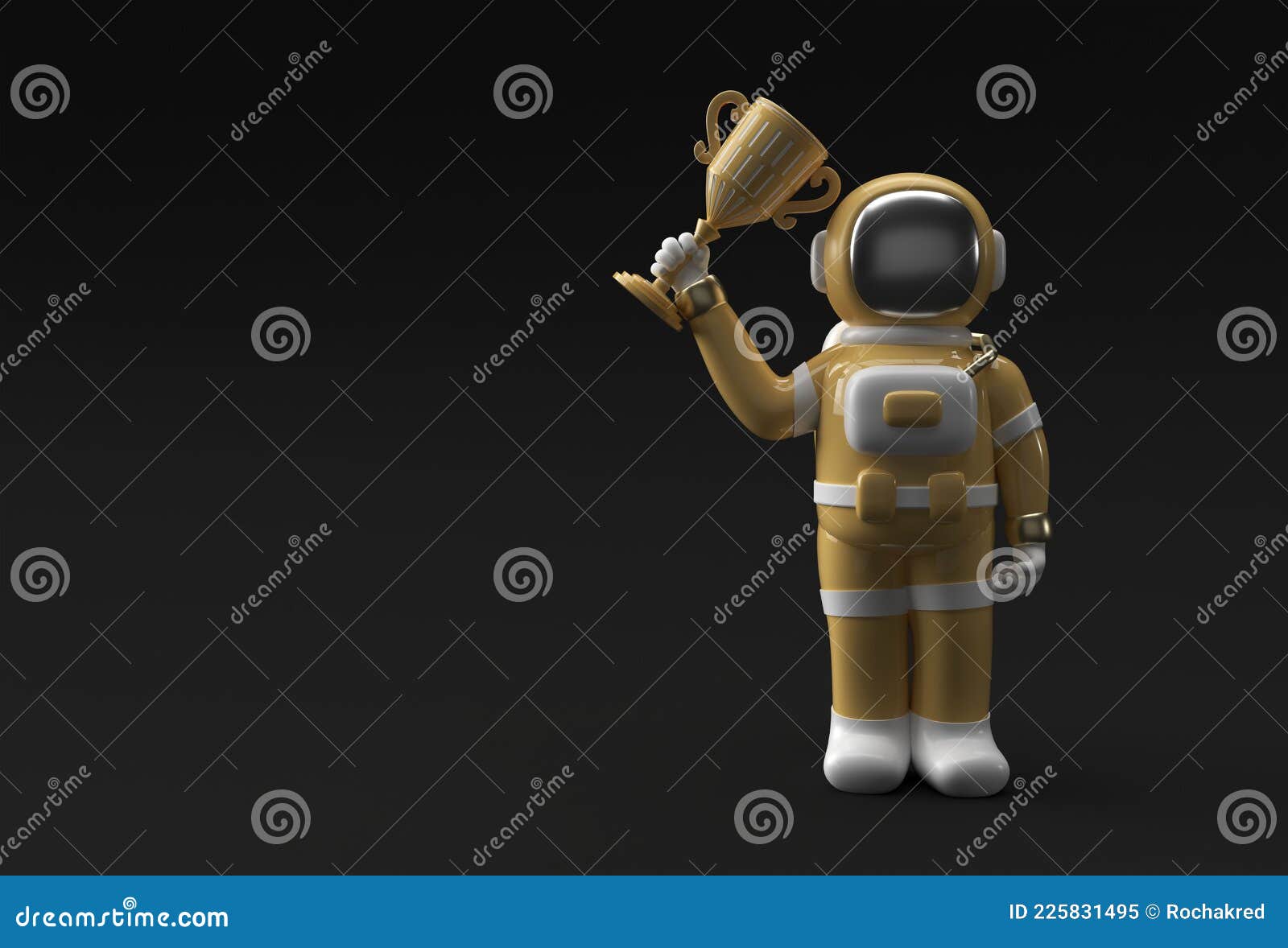 Successful Astronaut Got the First Prize Trophy 3D Rendering Stock ...