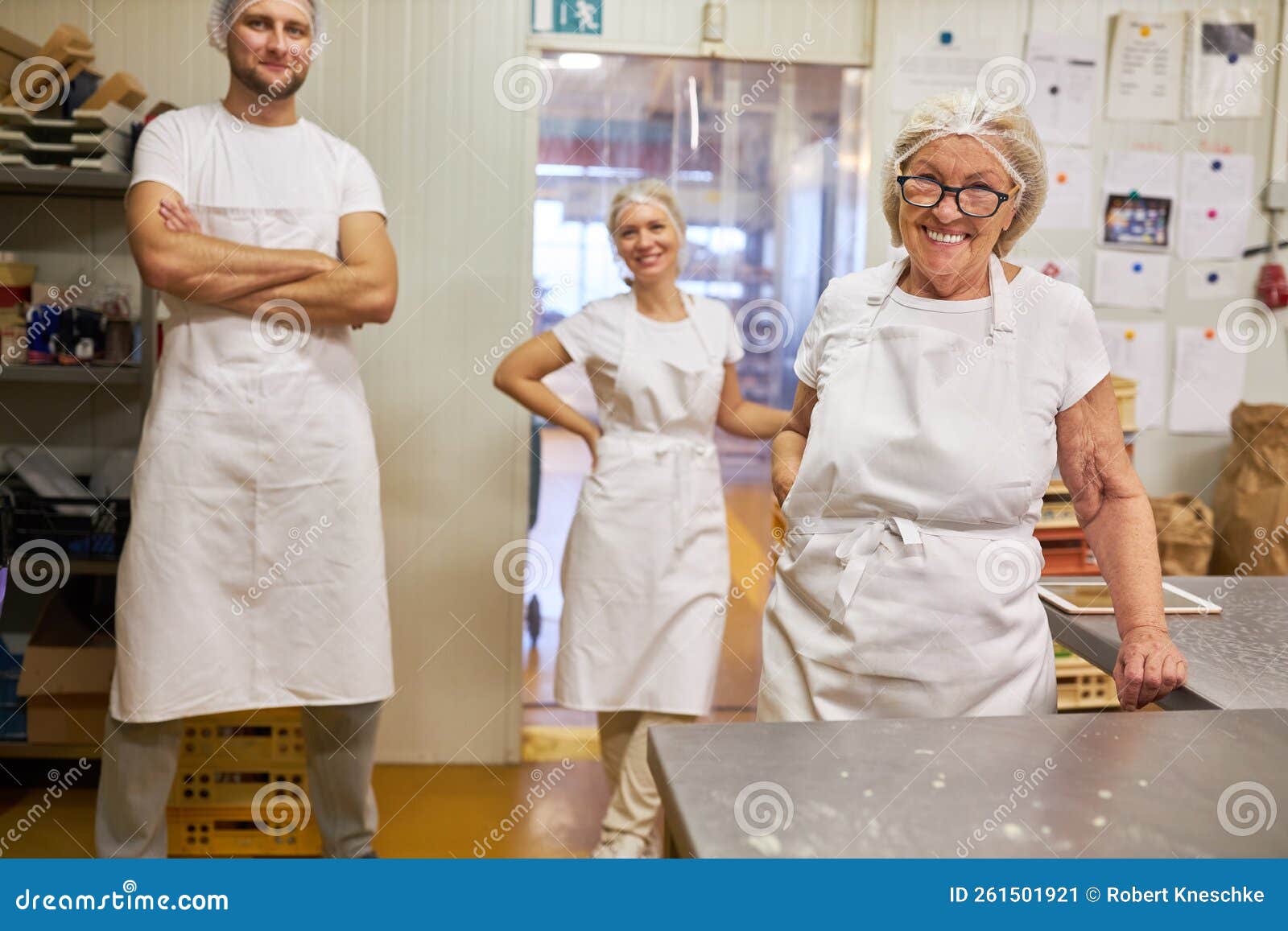 Successful Bakery Team with Boss and Apprentices Stock Image - Image of ...