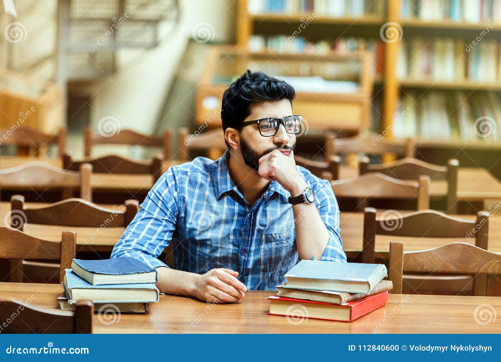 Student in the Library Hall Stock Photo - Image of person, read: 112840600