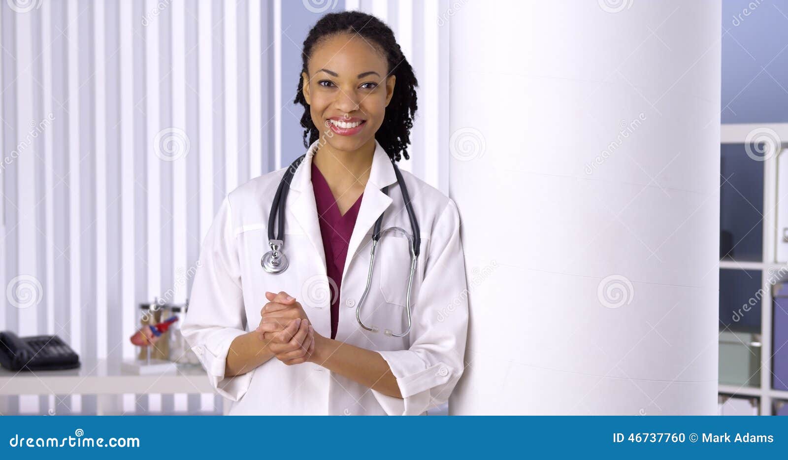 Successful Black Woman Doctor Smiling In Office Stock Photo - Image ...