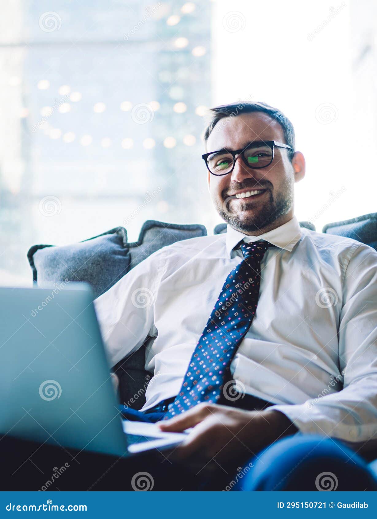 Successful Boss Watching Laptop at Workplace Stock Image - Image of ...