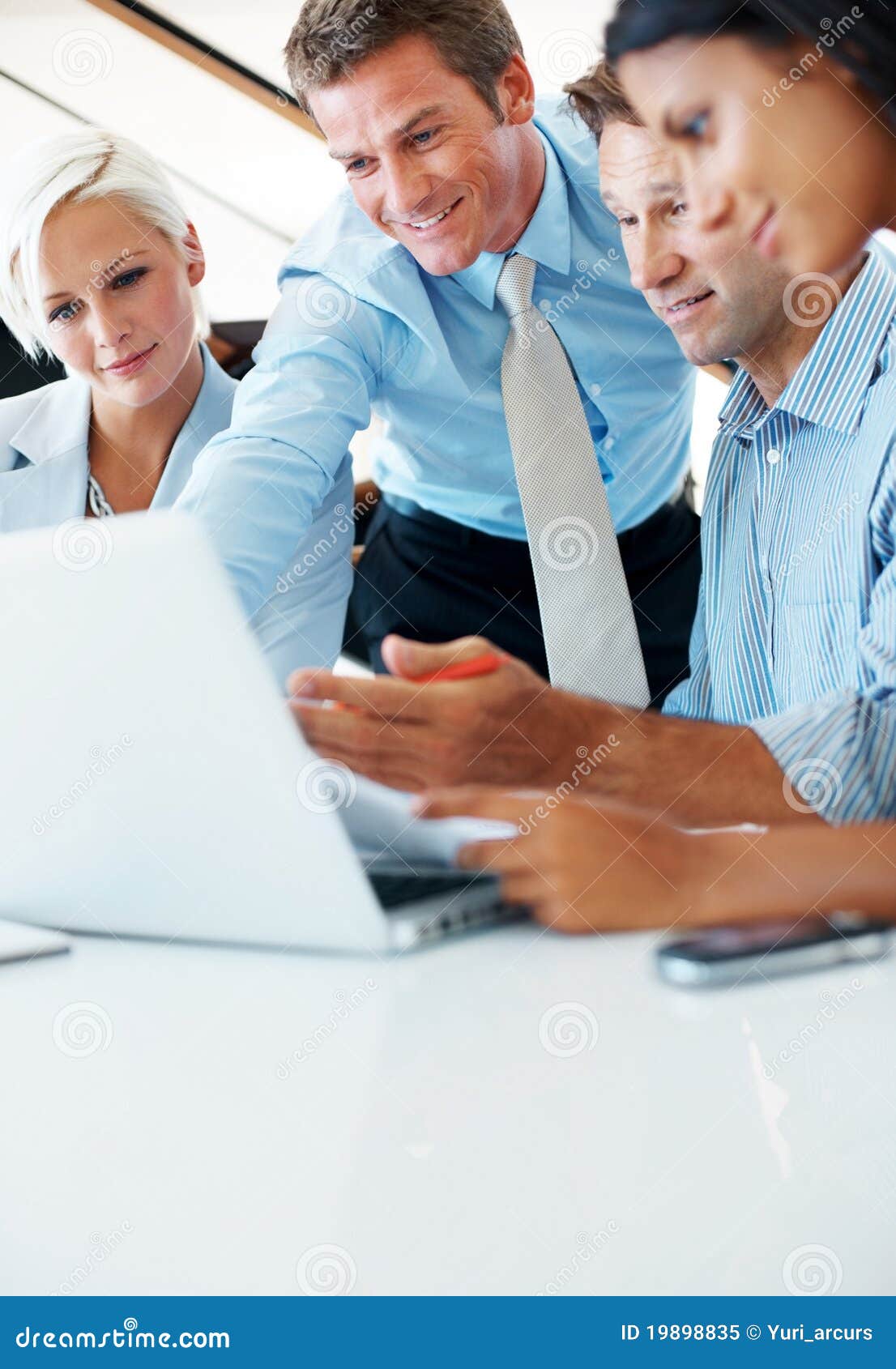 Successful Business Group Working on Laptop Stock Image - Image of ...