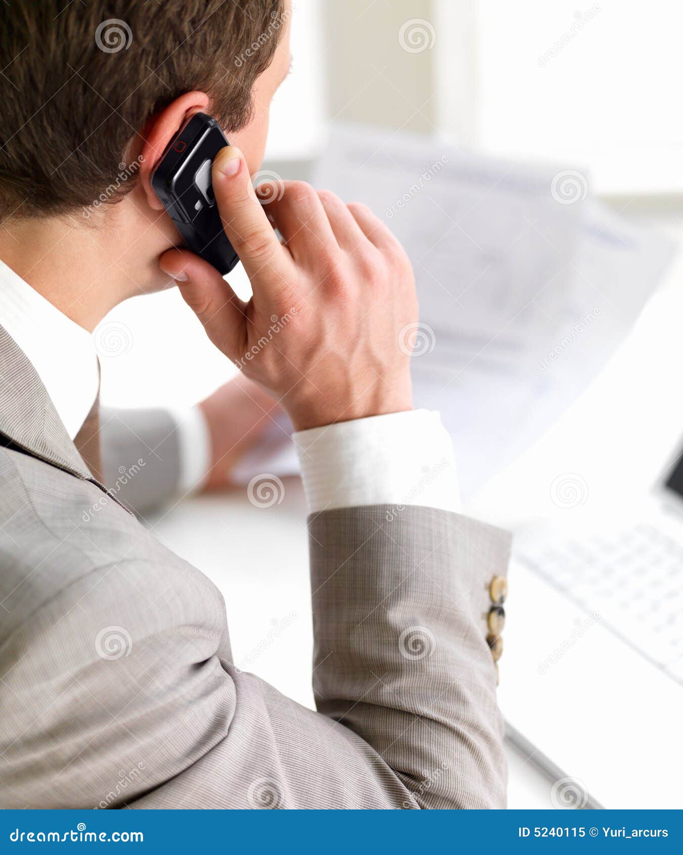 Successful Business Man Talking on Phone and Worki Stock Image - Image ...