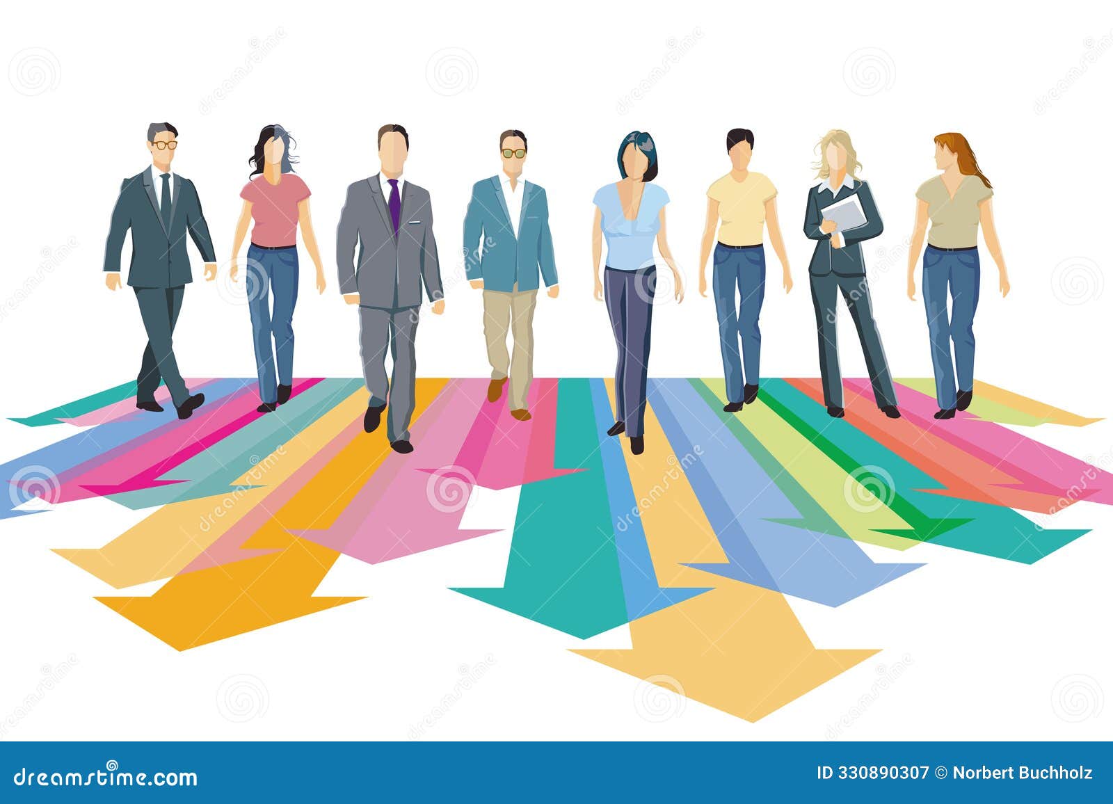 Successful Business People Stepping Forward Illustration Stock Vector ...