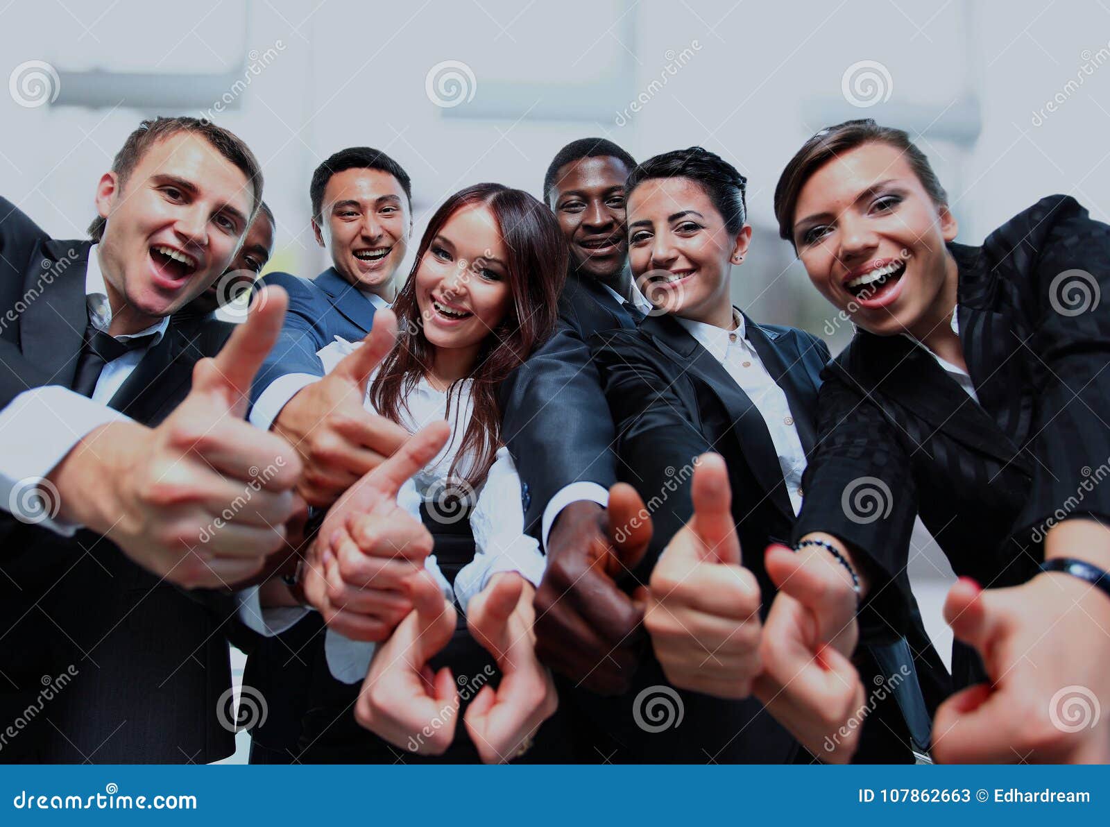 Successful Business People with Thumbs Up and Smiling. Stock Image ...