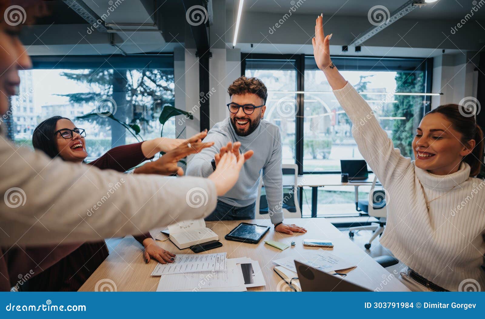 Successful Business Team Celebrating the Completion of a Project. Stock ...