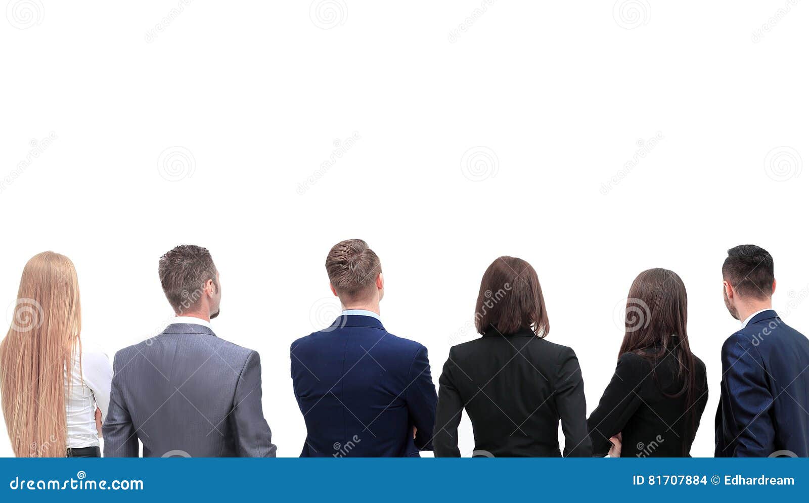 Successful Business Team Looking Upwards Standing Back Side Stock Photo ...