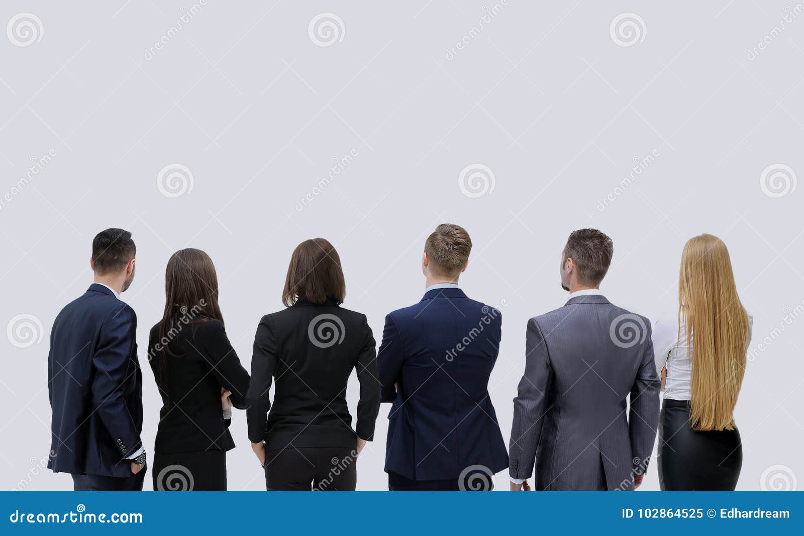 Successful Business Team Looking Upwards Standing Back Side Stock Image ...
