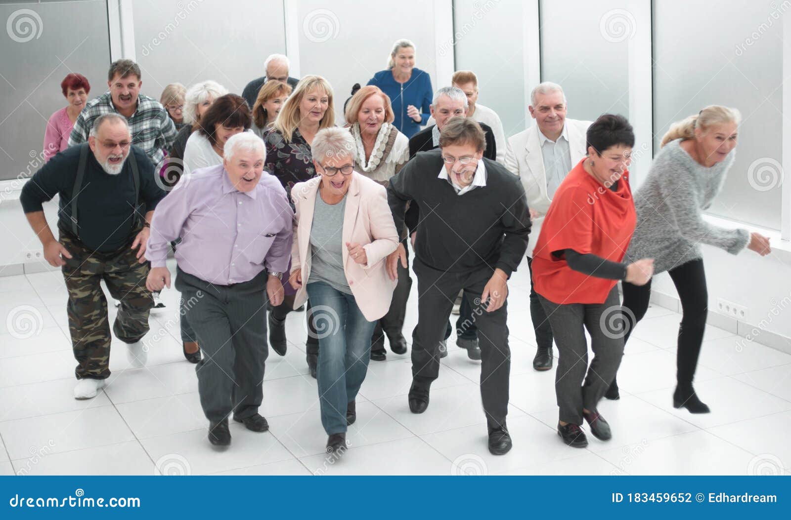 Successful Business Team Running in the Office Hall Stock Photo - Image ...