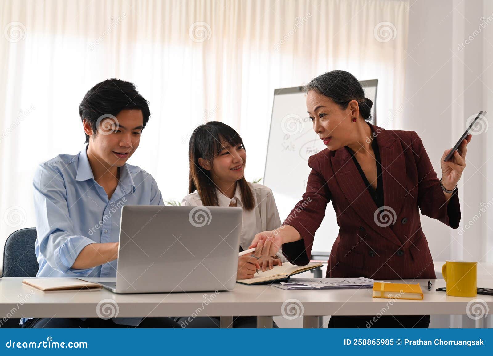 Successful Business Team Sharing Ideas, Discussing Business Strategy ...