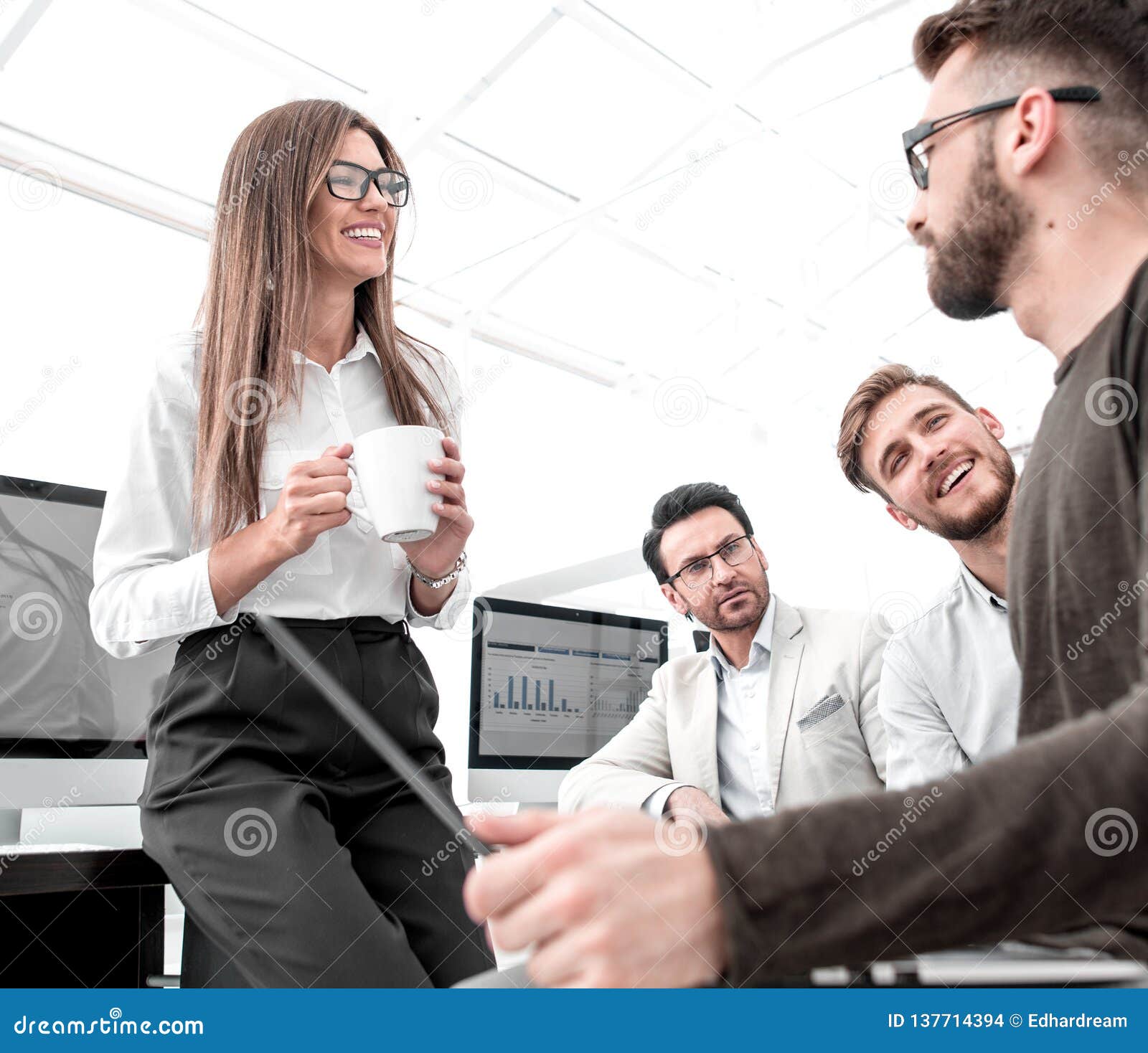 Successful Business Team Talks during a Break. Stock Photo - Image of ...