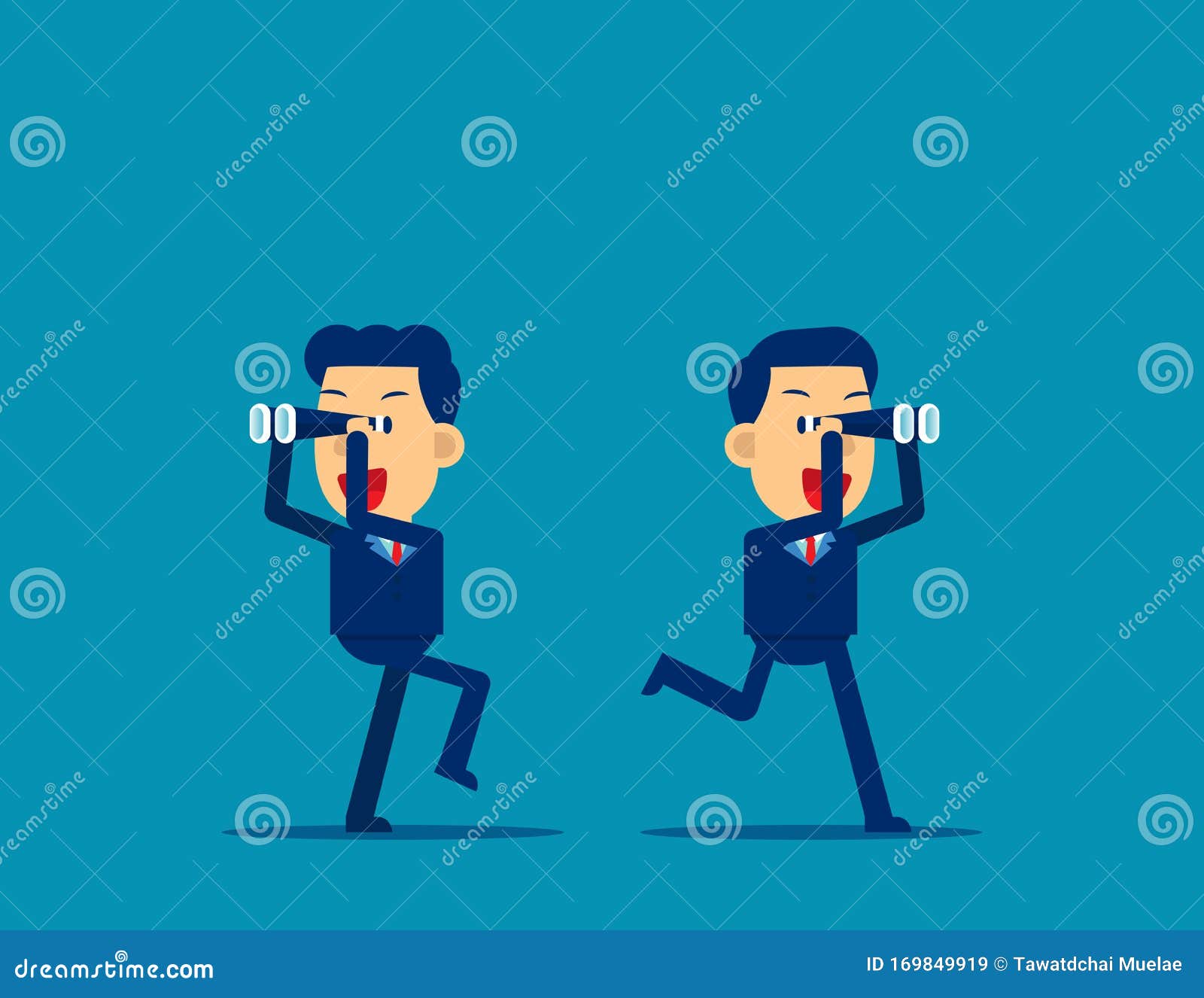 Successful Business with Telescope. Concept Business Vision Vector, Kid ...