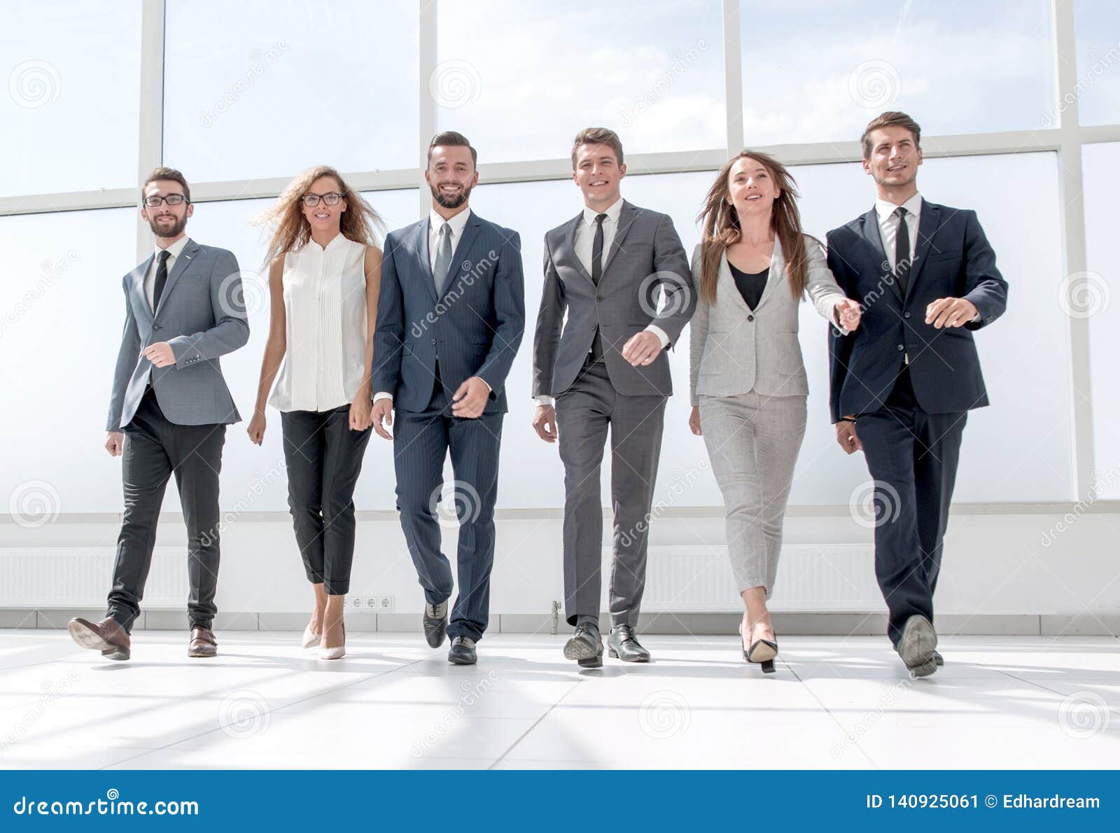 Successful Business Walking in the Office Lobby Stock Image - Image of ...