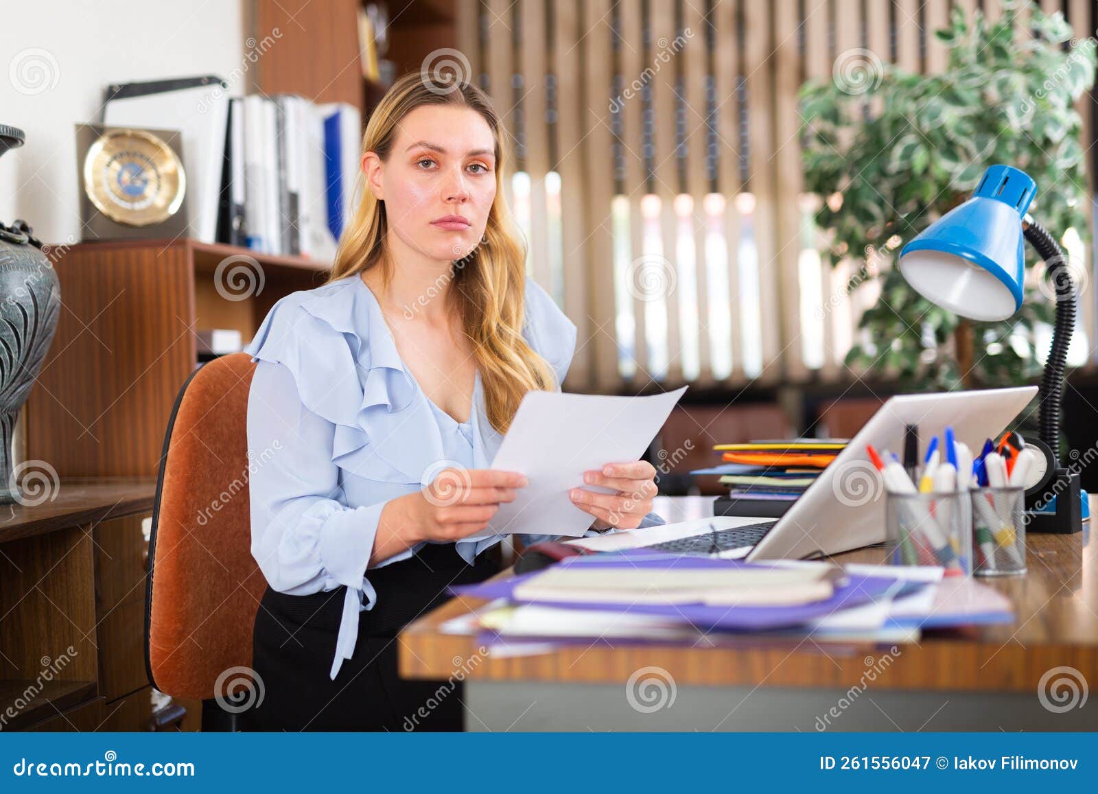 Successful Business Woman Using Laptop at Workplace Stock Image - Image ...