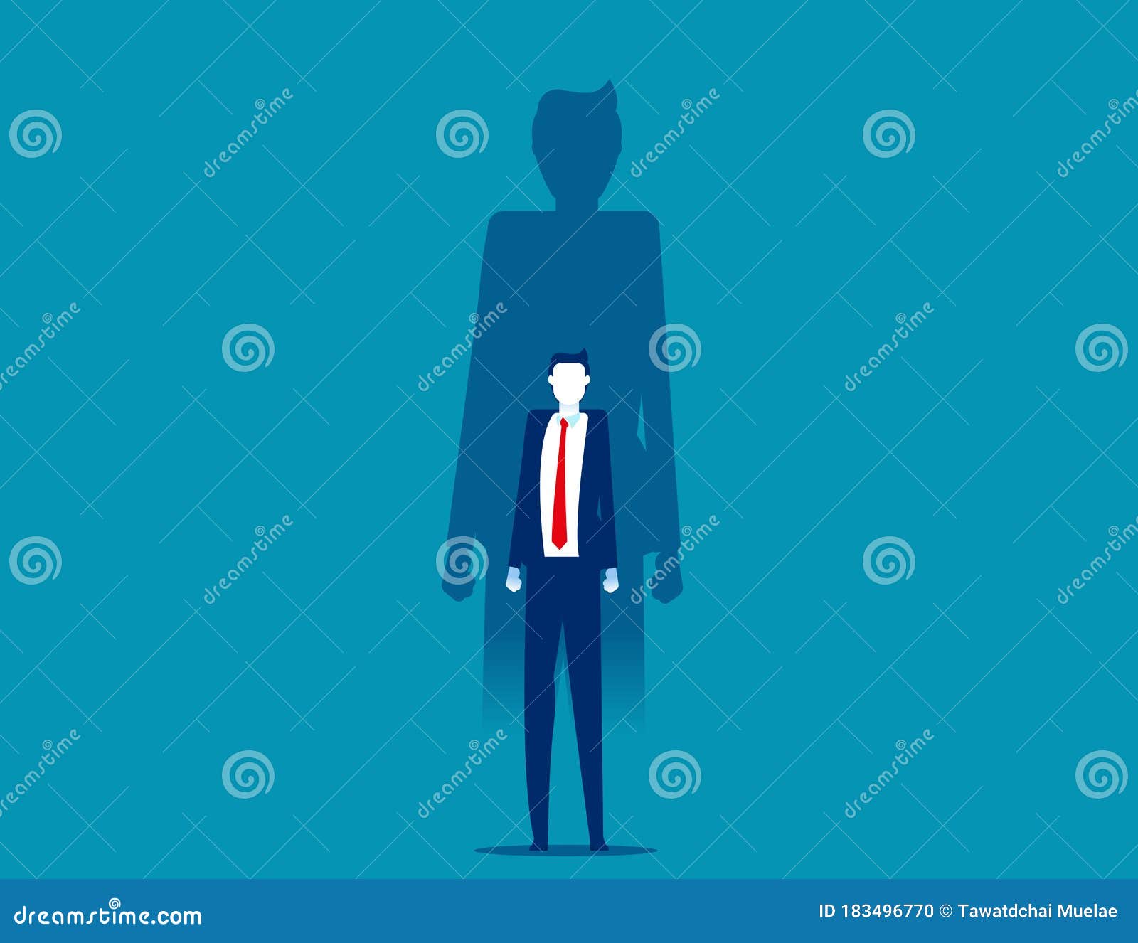 Successful Businessman with Big Shadows. Flat Cartoon Vector Design ...