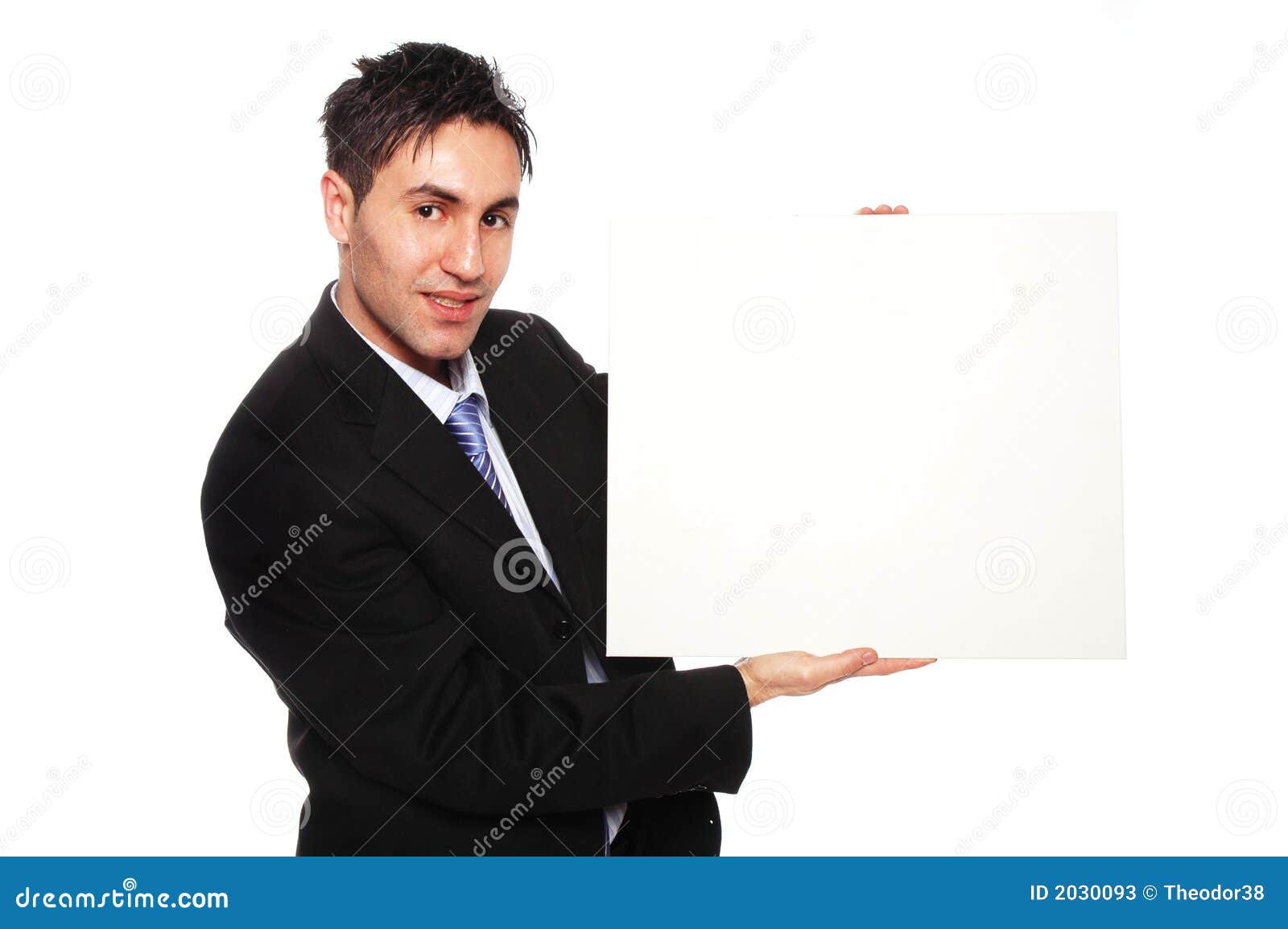 Successful Businessman and Blank Cardboard Stock Image - Image of ...