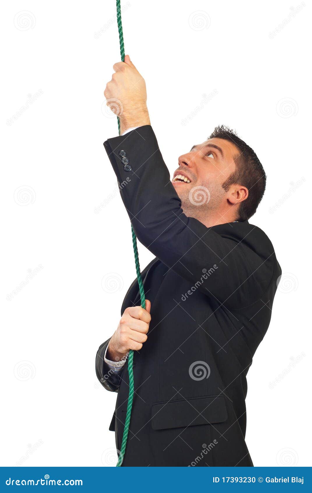 Successful Businessman Climbing Rope Stock Photo - Image of aspiration ...