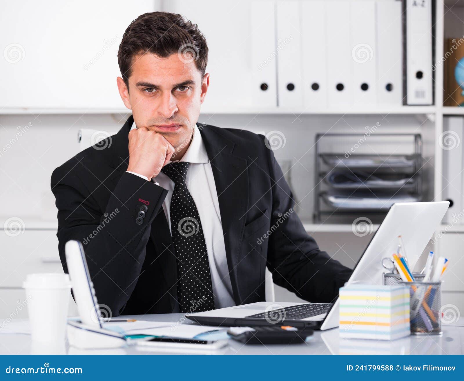 Businessman Concentrating on Work Stock Photo - Image of focusing ...