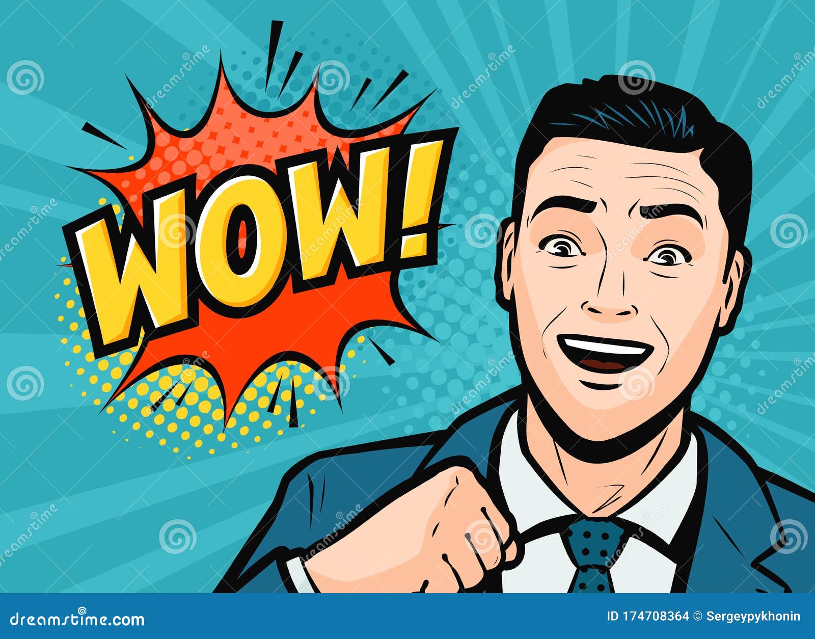 Successful Businessman Is Delighted Retro Comic Pop Art Vector