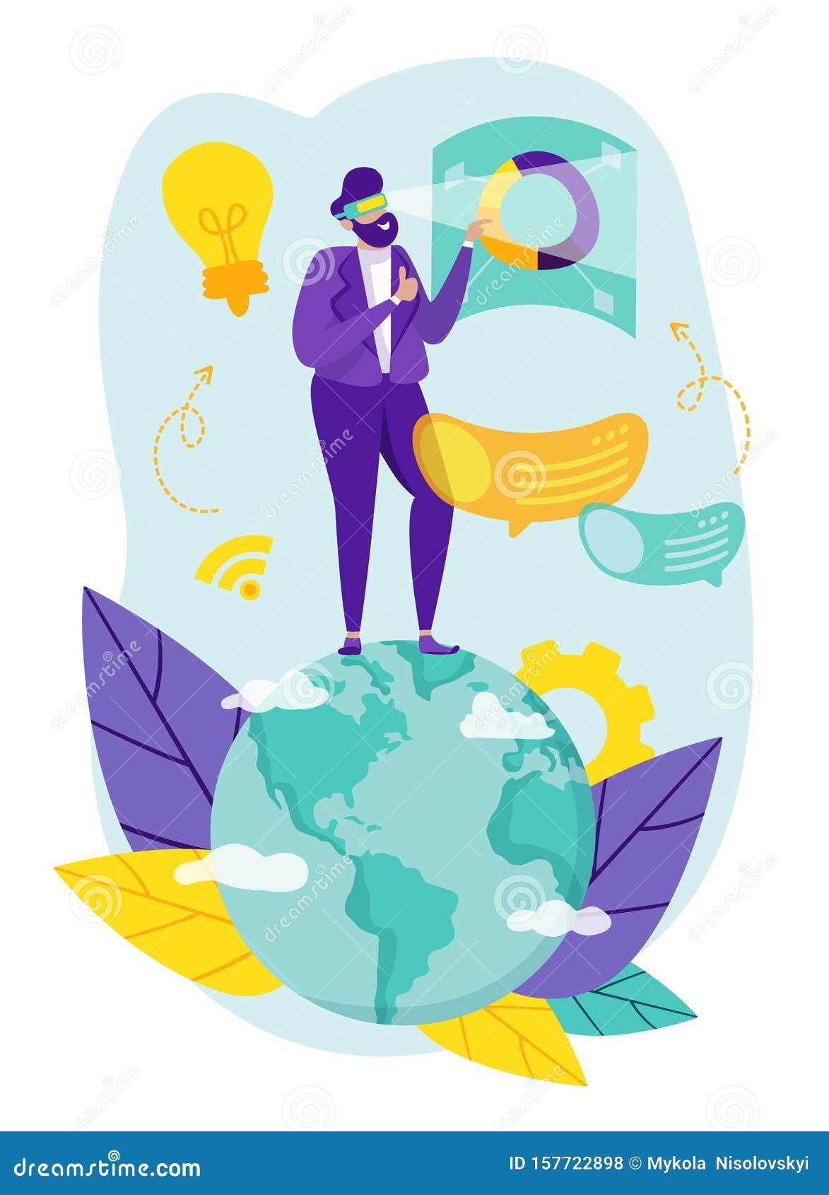 Successful Businessman Exploring New Technologies Stock Illustration ...