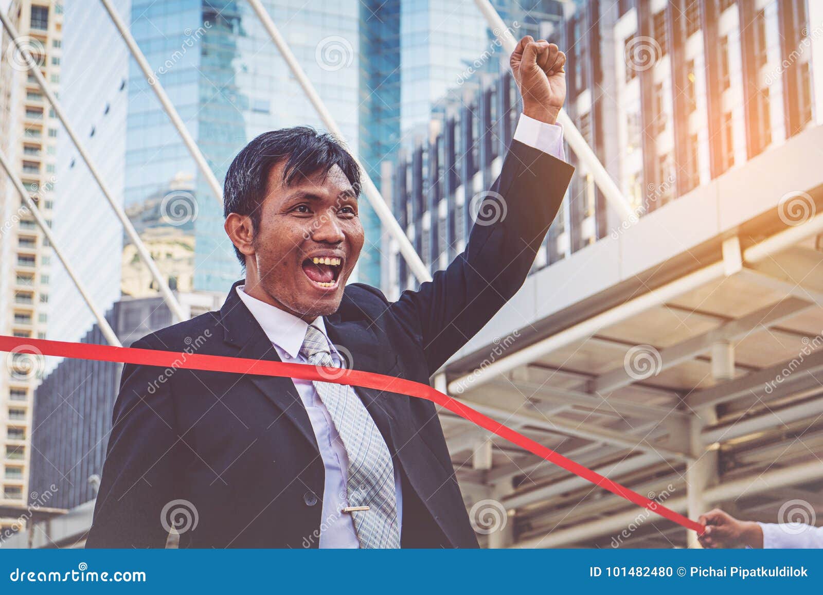 Successful Businessman on the Finishing Line Stock Photo - Image of ...
