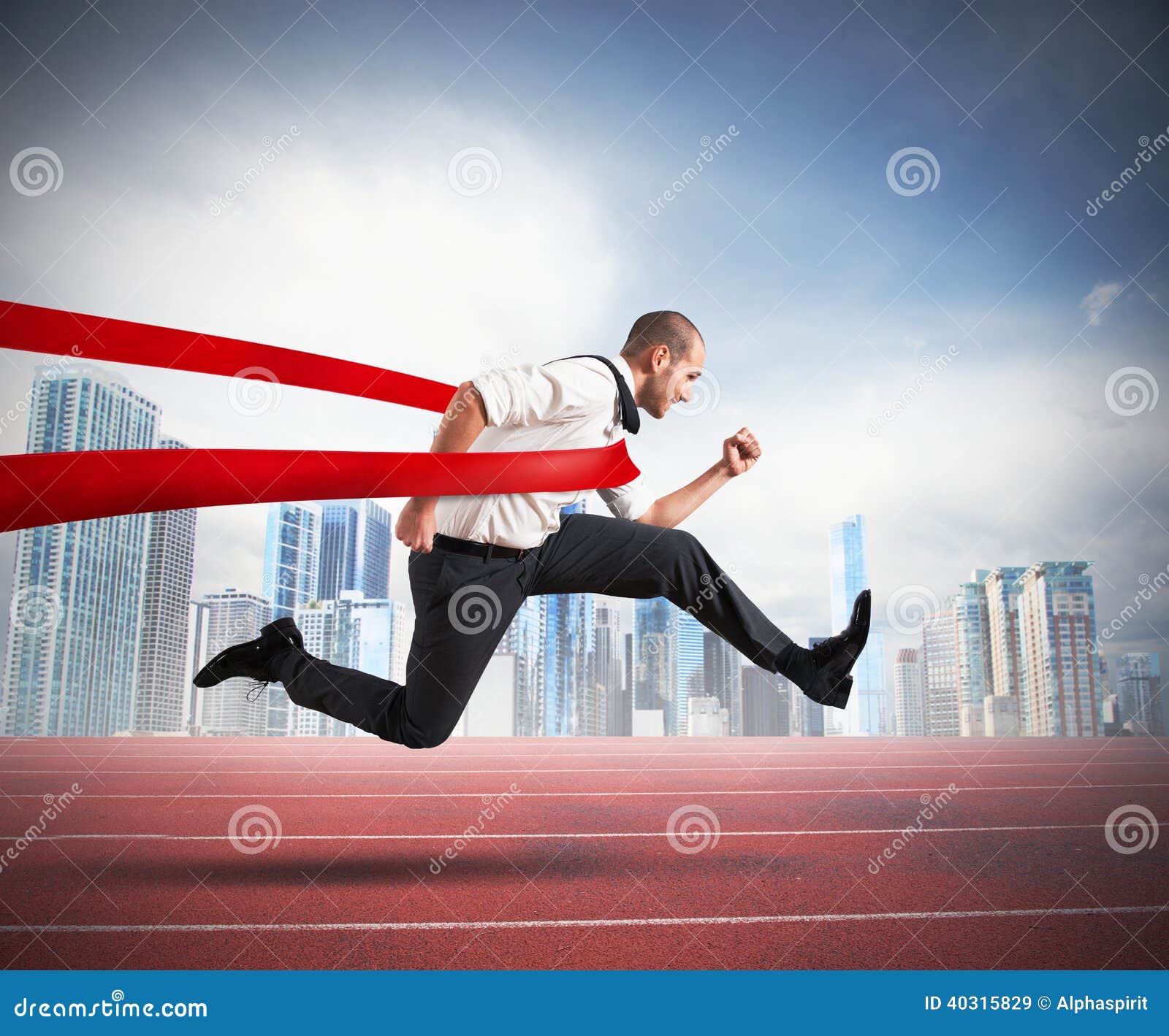 Successful Businessman on the Finishing Line Stock Image - Image of ...