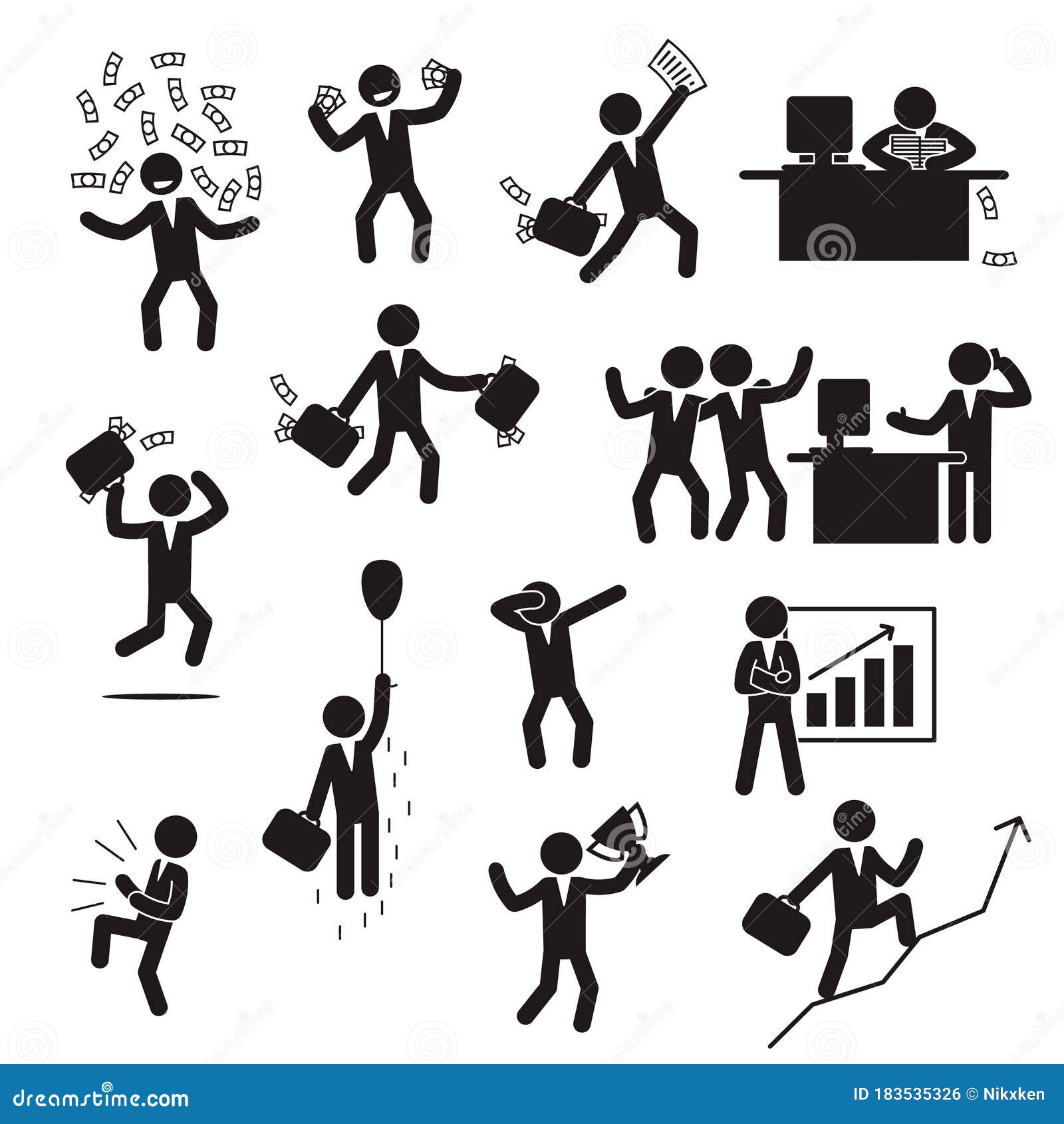 Successful Businessman Icon Set. Happy Businessman Icon Set. Vector ...