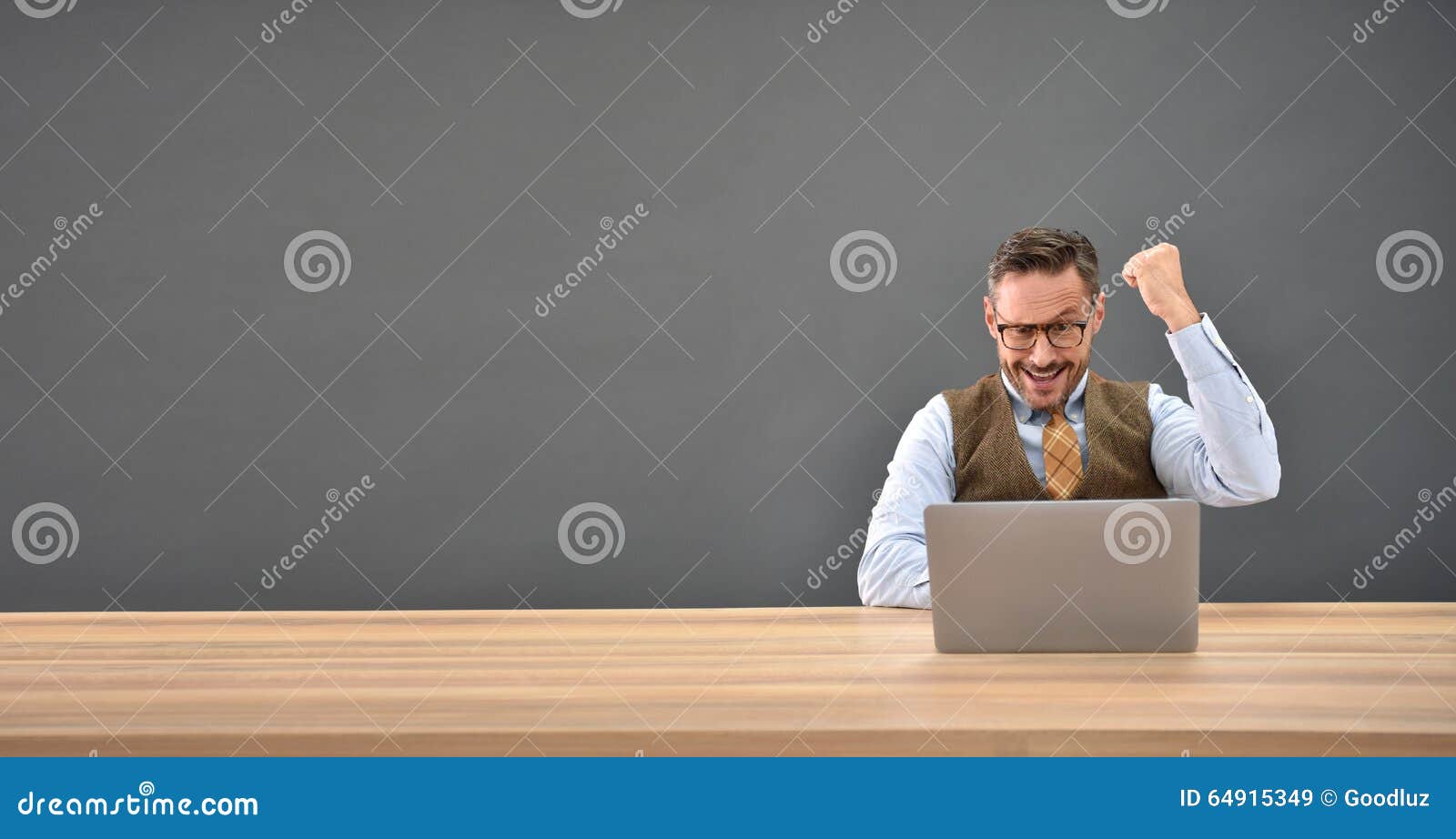 Successful Businessman on Laptop Isolated Stock Image - Image of ...
