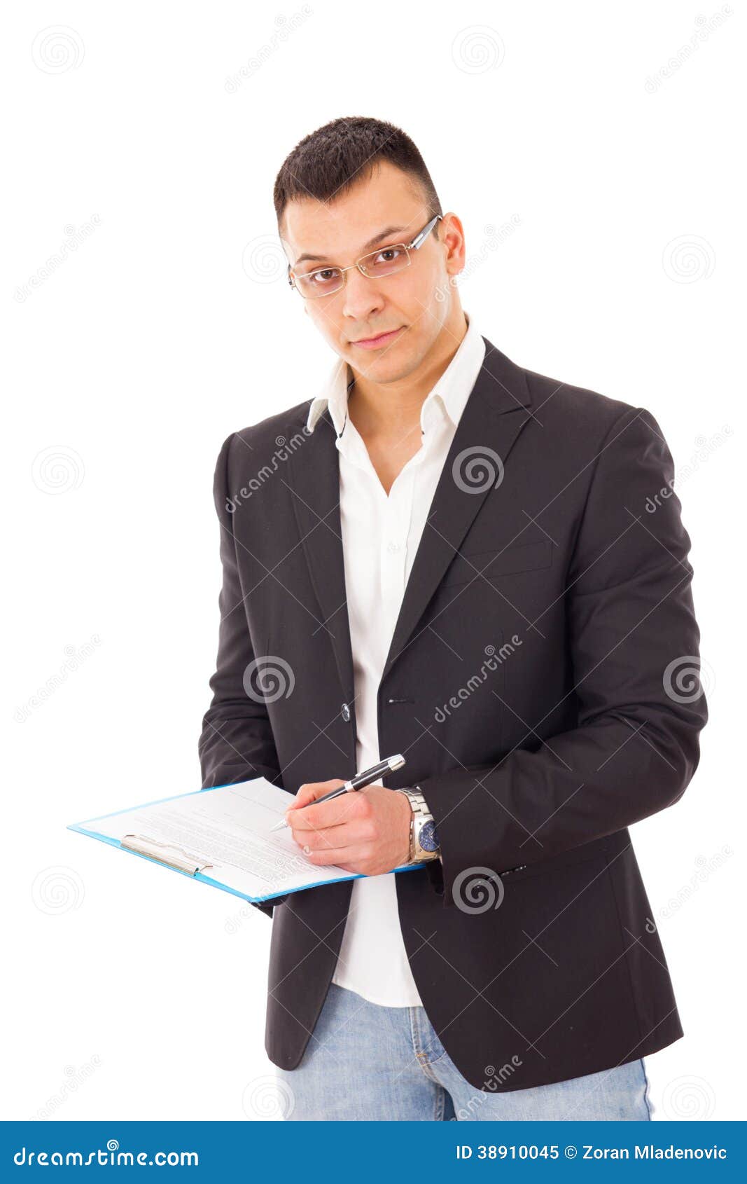 Successful Businessman with Notes and Pen Stock Image - Image of male ...