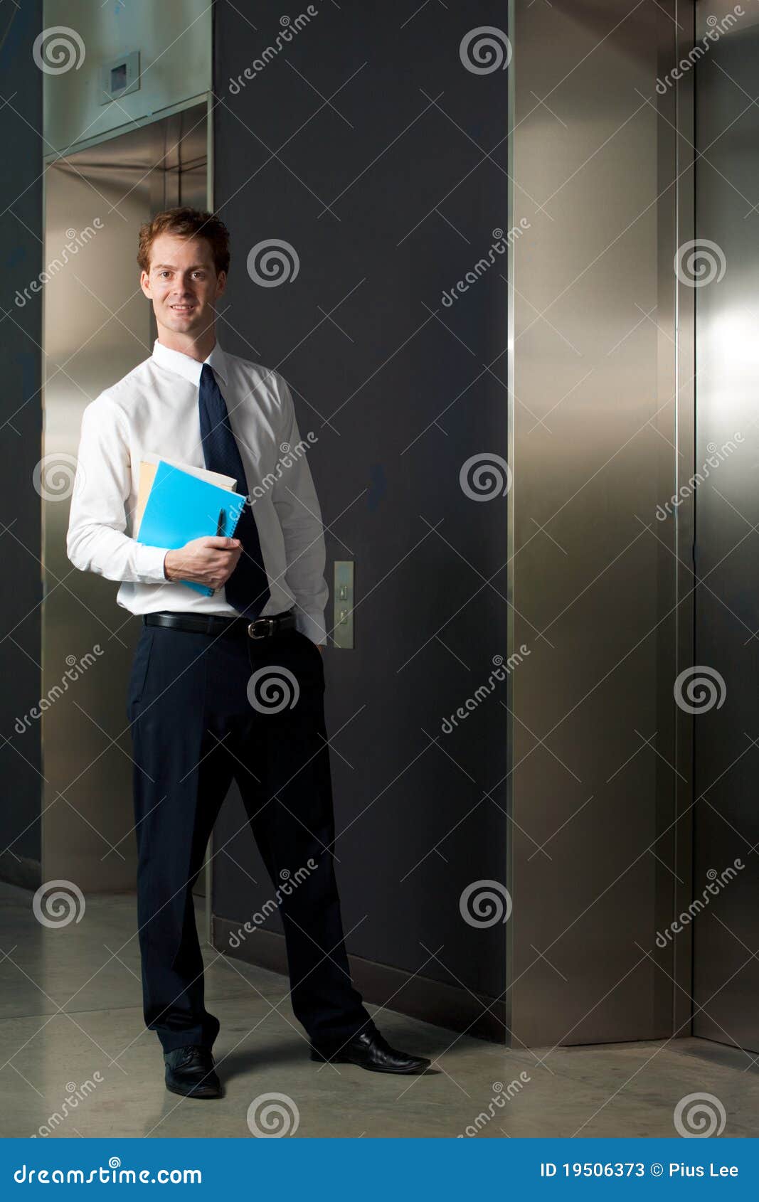 Successful Businessman Office Elevator Smiling Stock Image - Image of ...