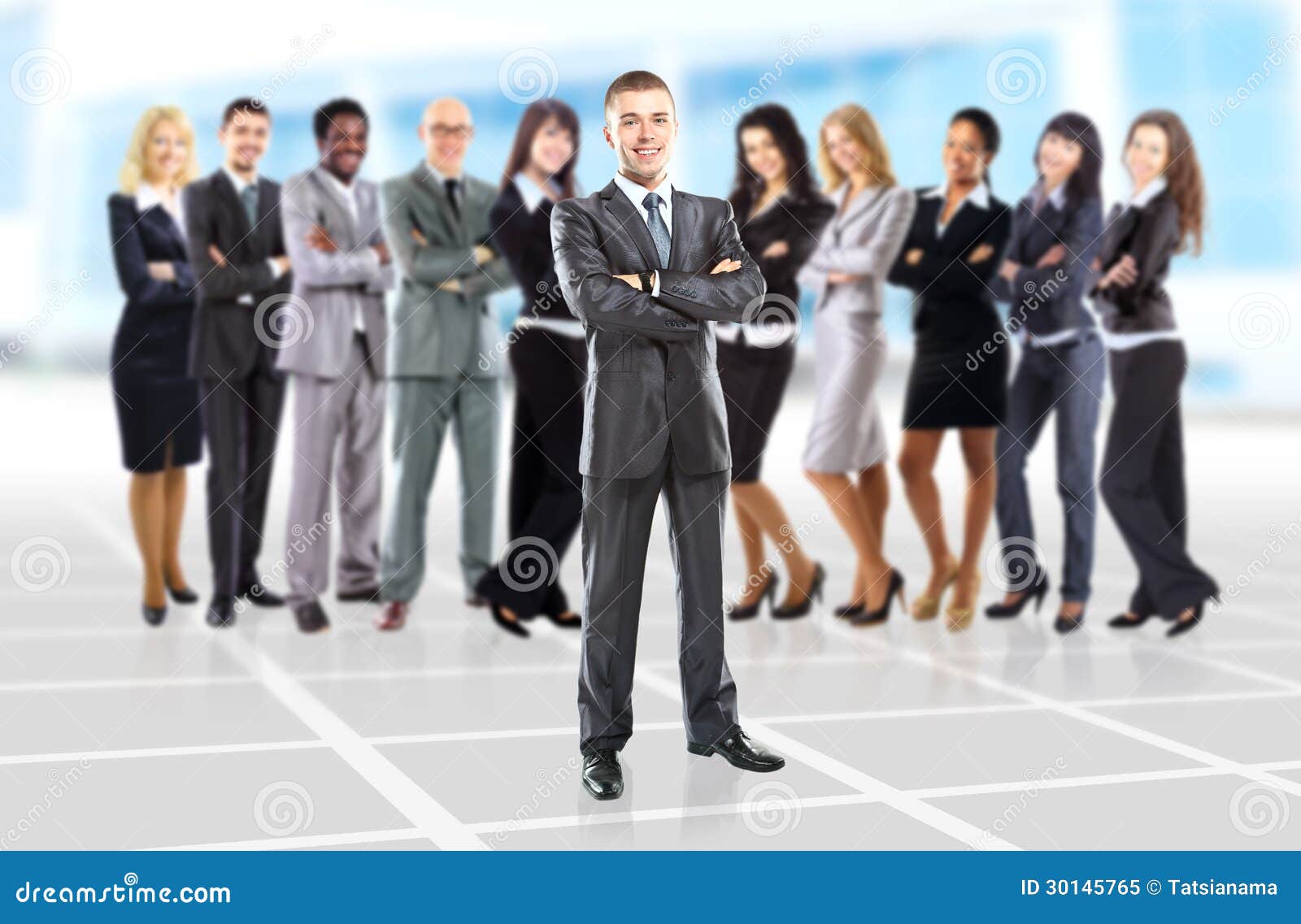 Businessman at the Office Leading a Group Stock Image - Image of ...