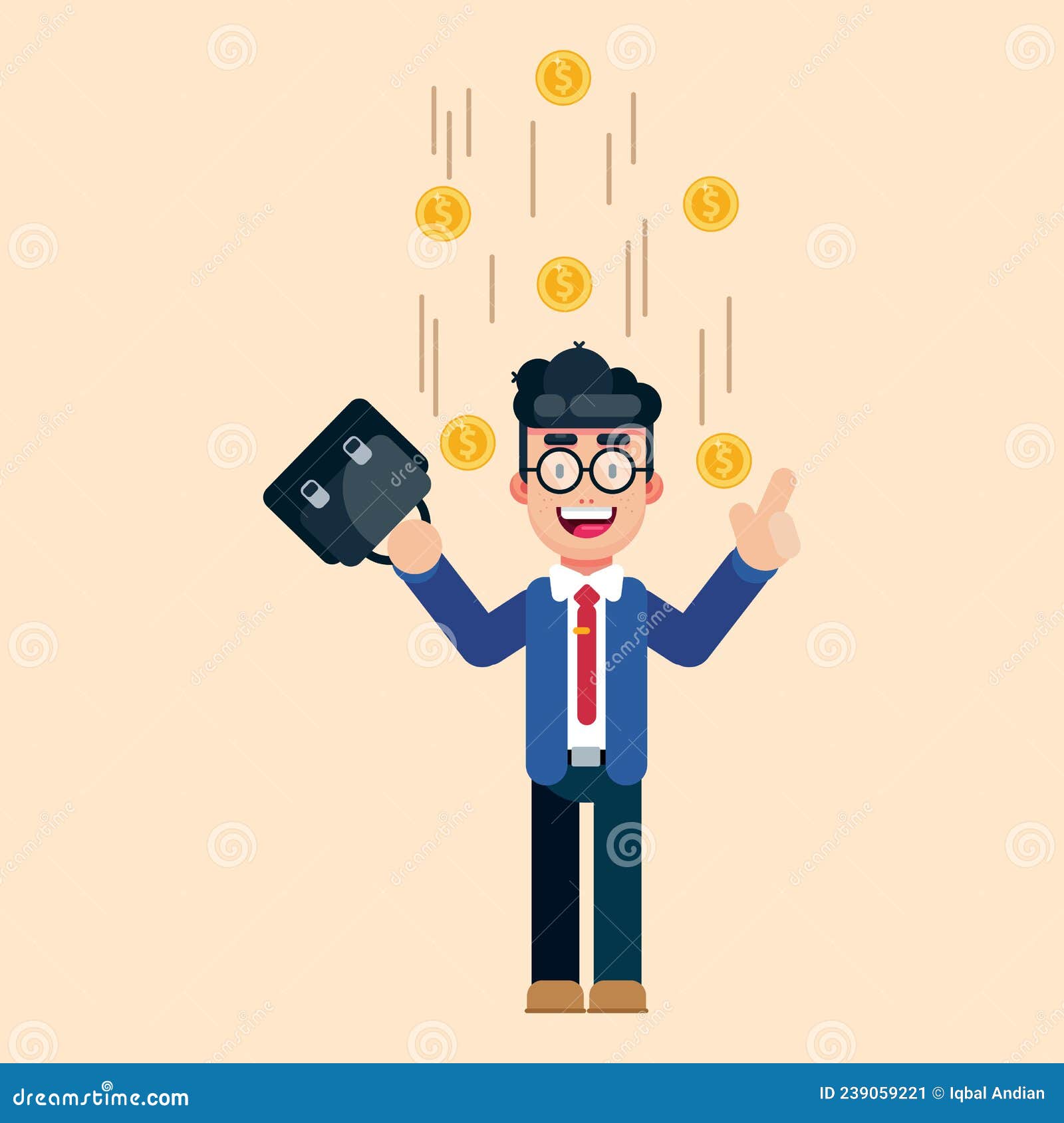 Successful Businessman Office Vector Flat Illustration Characters Lots ...