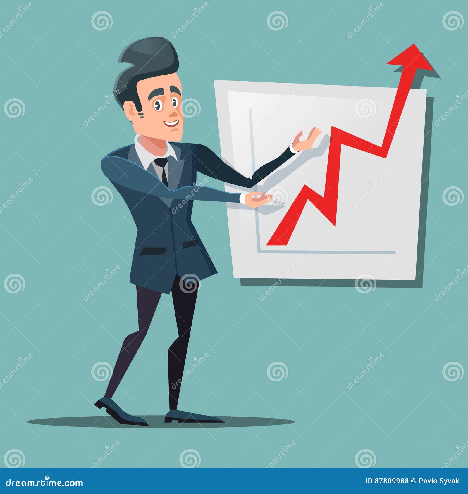 Successful Businessman Pointing on Growth Chart. Business Planning ...