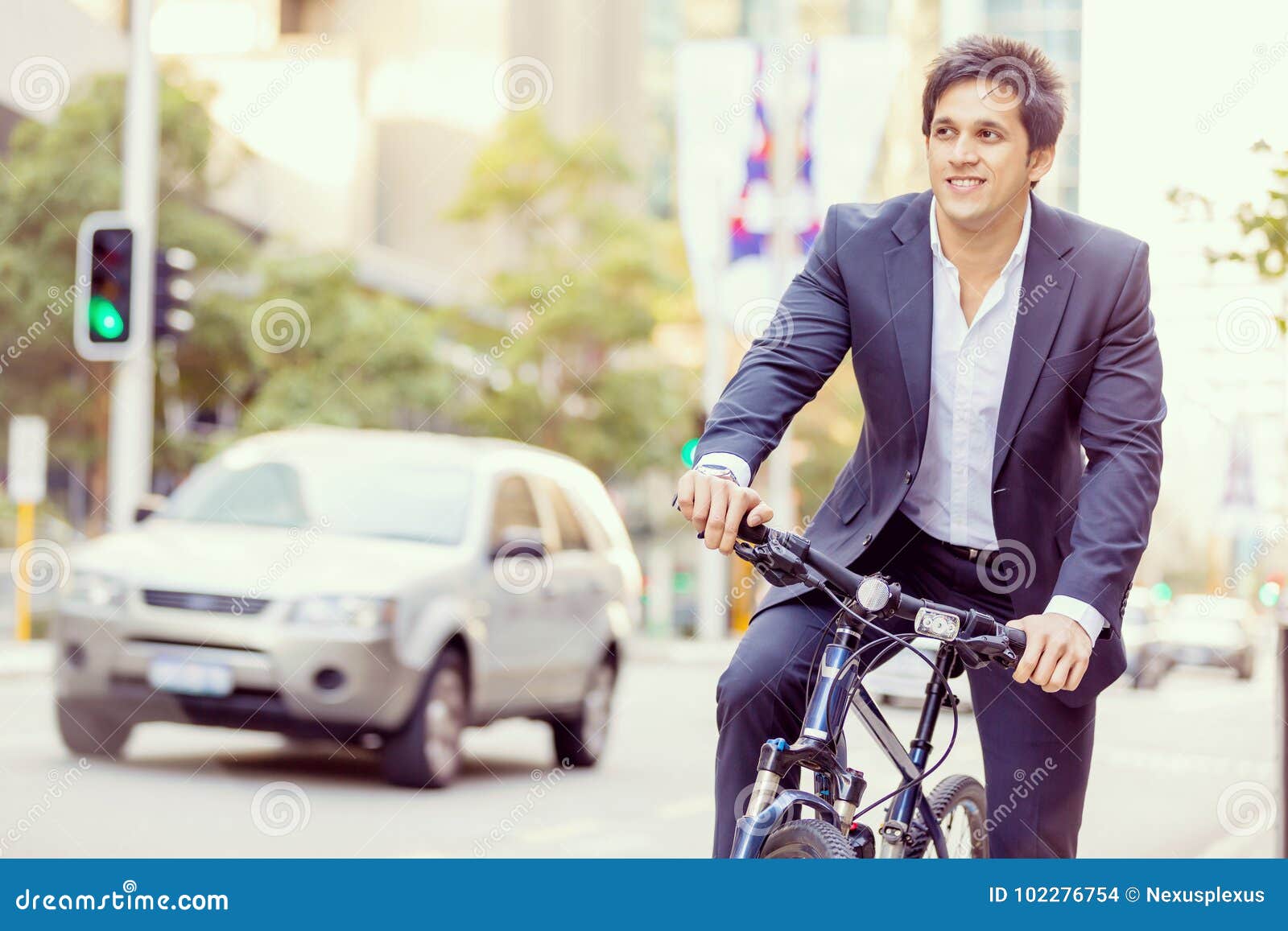 Successful Businessman Riding Bicycle Stock Photo - Image of concept ...