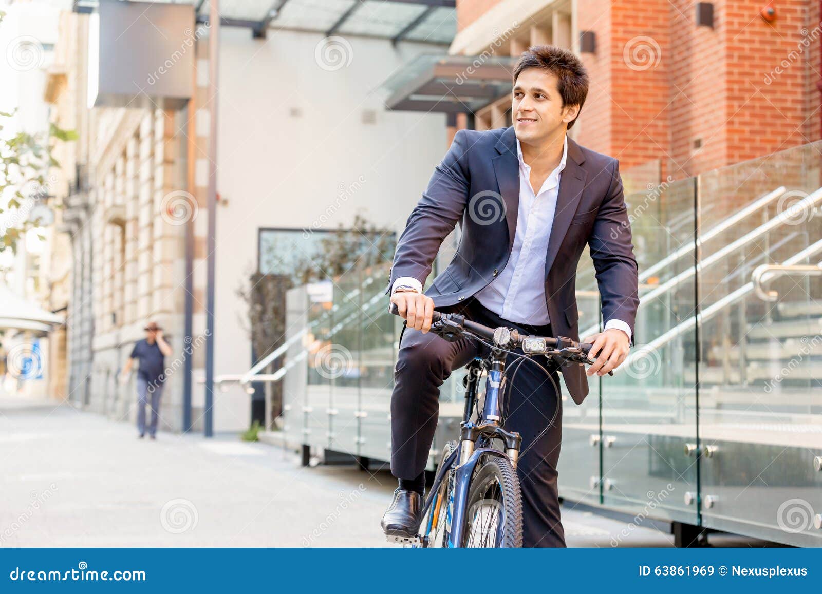 Successful Businessman Riding Bicycle Stock Image - Image of person ...