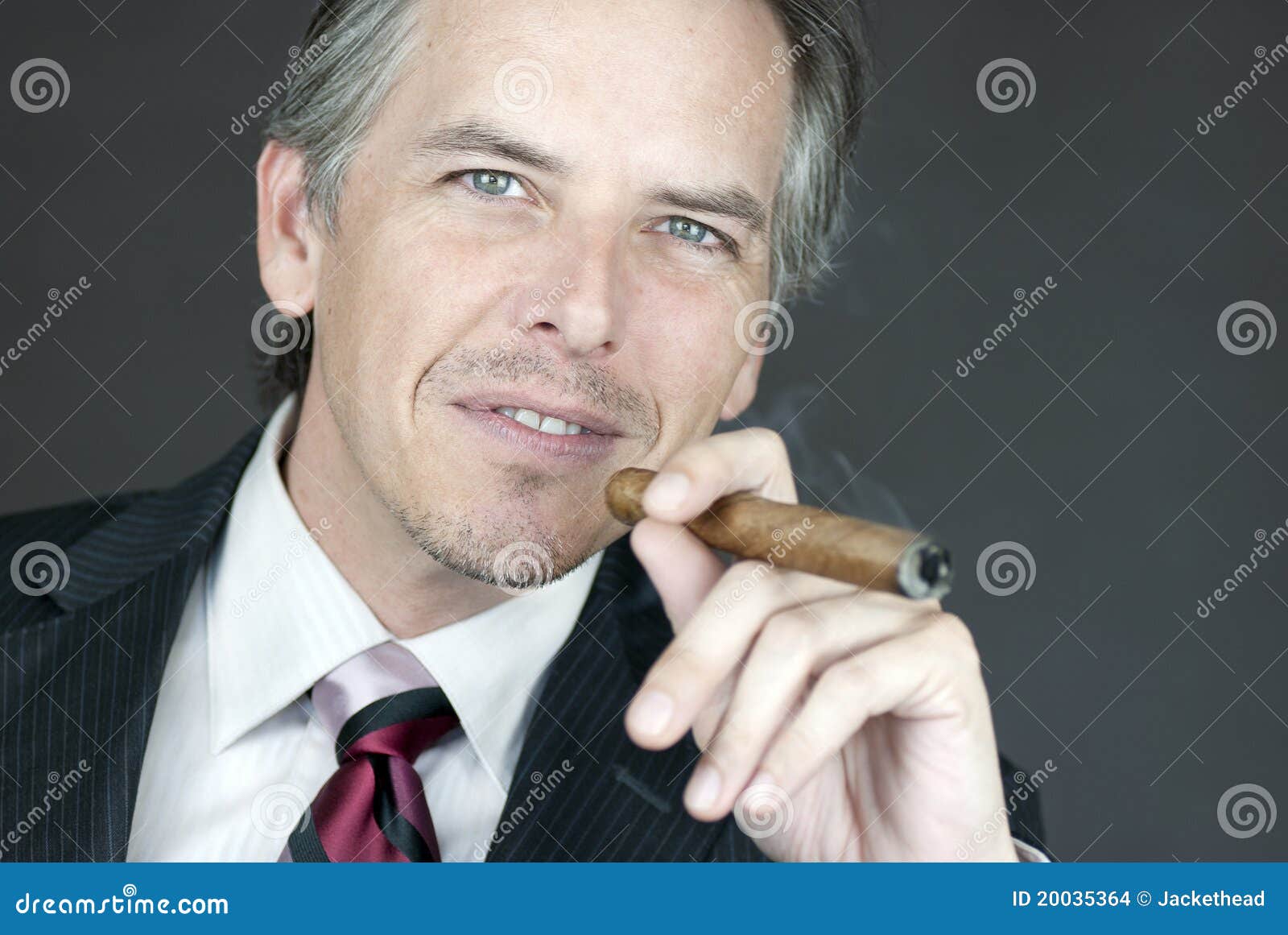 Successful Businessman Smokes Cigar Stock Photo - Image of bachelor ...