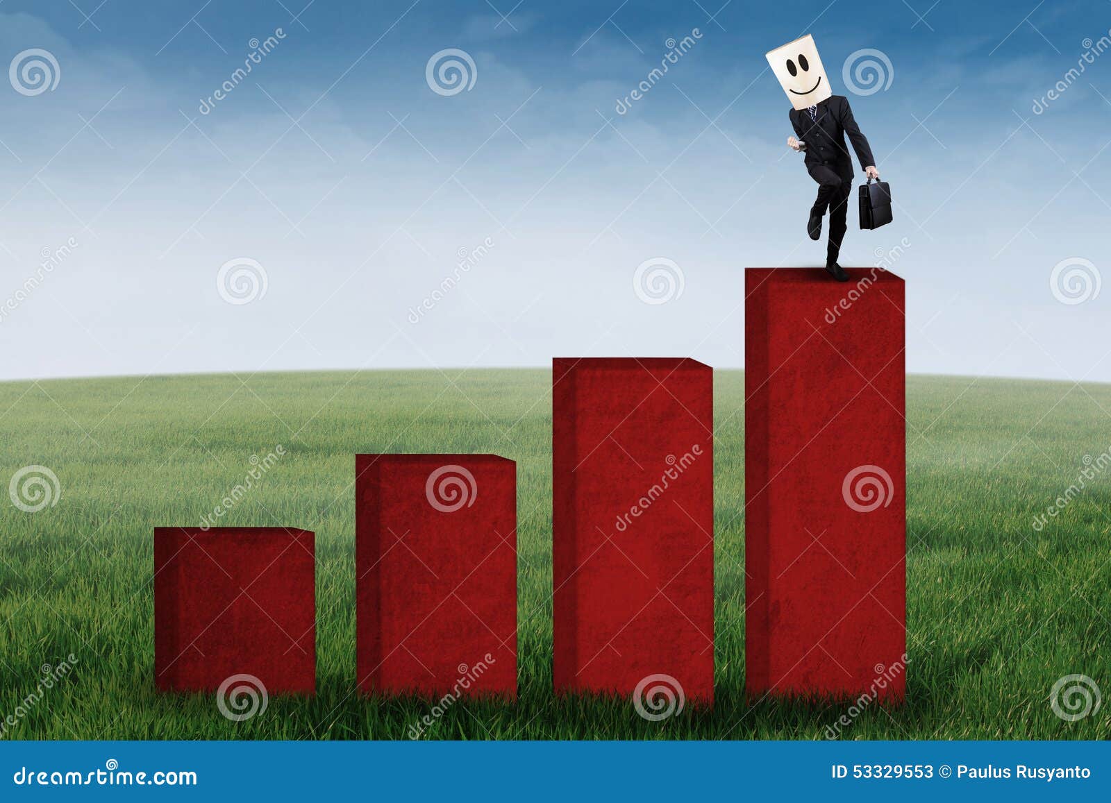Successful Businessman Standing on Graph Stock Image - Image of diagram ...