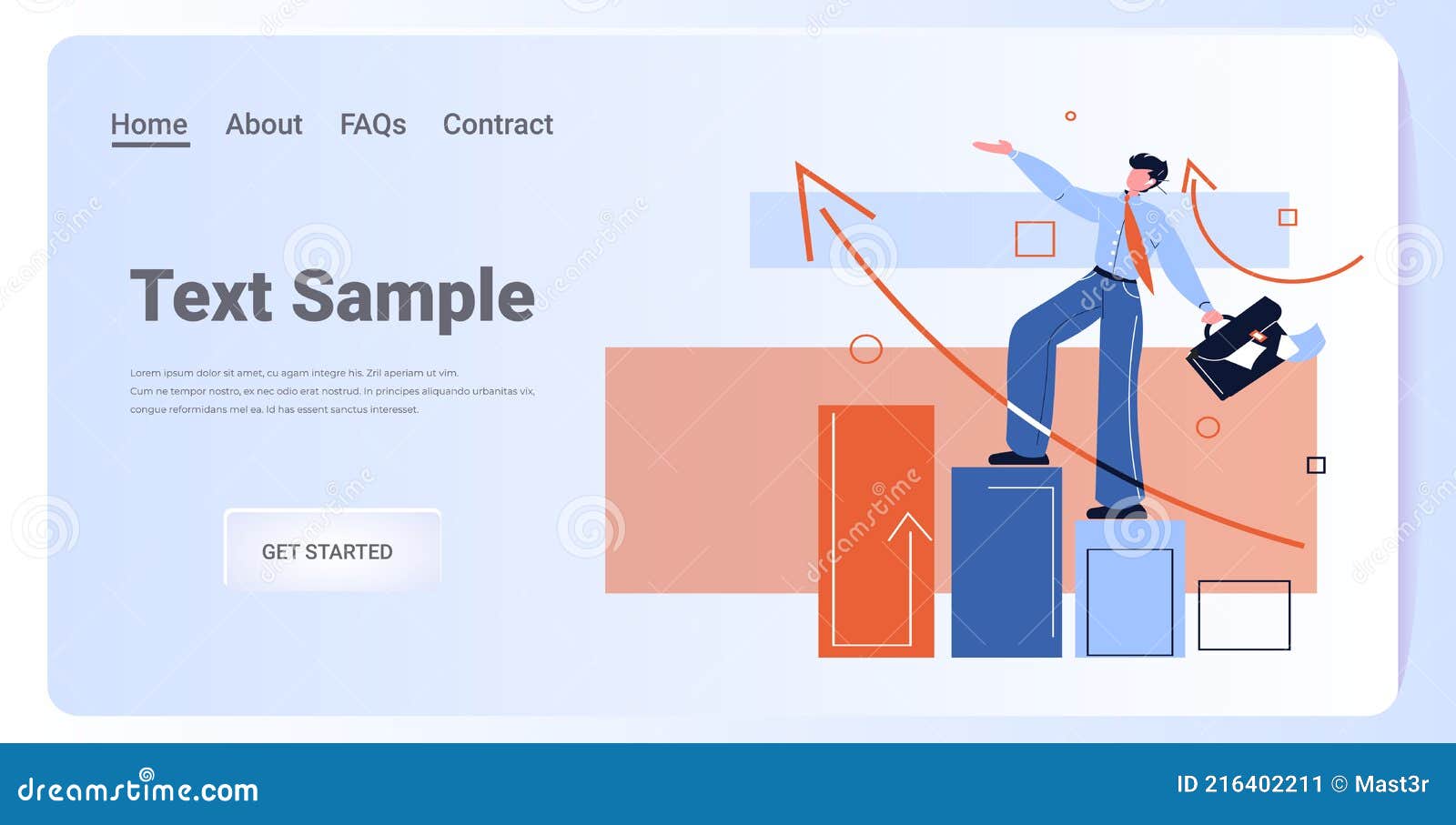 Successful Businessman Standing On Growing Chart Achievement Goals Data ...