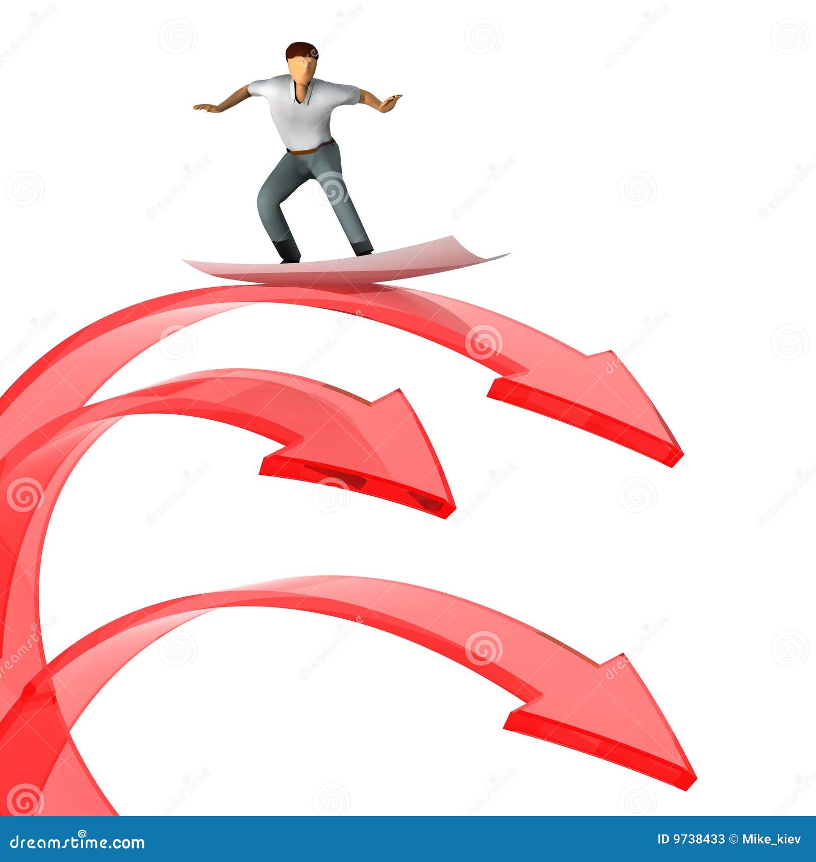 Successful Businessman Surfing on Graph Stock Illustration ...