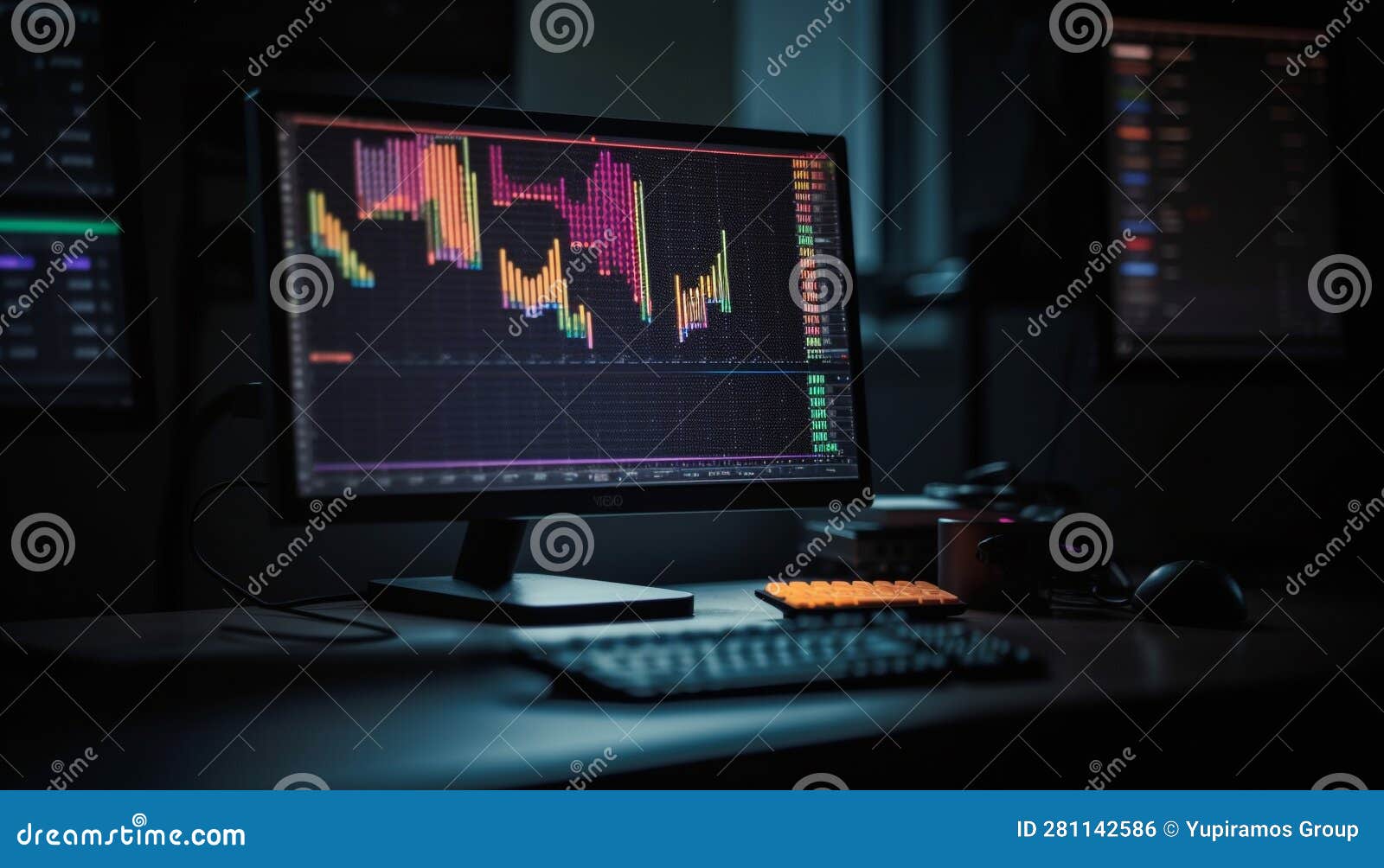 Successful Businessman Trading Currency Using Computer at Modern Office ...