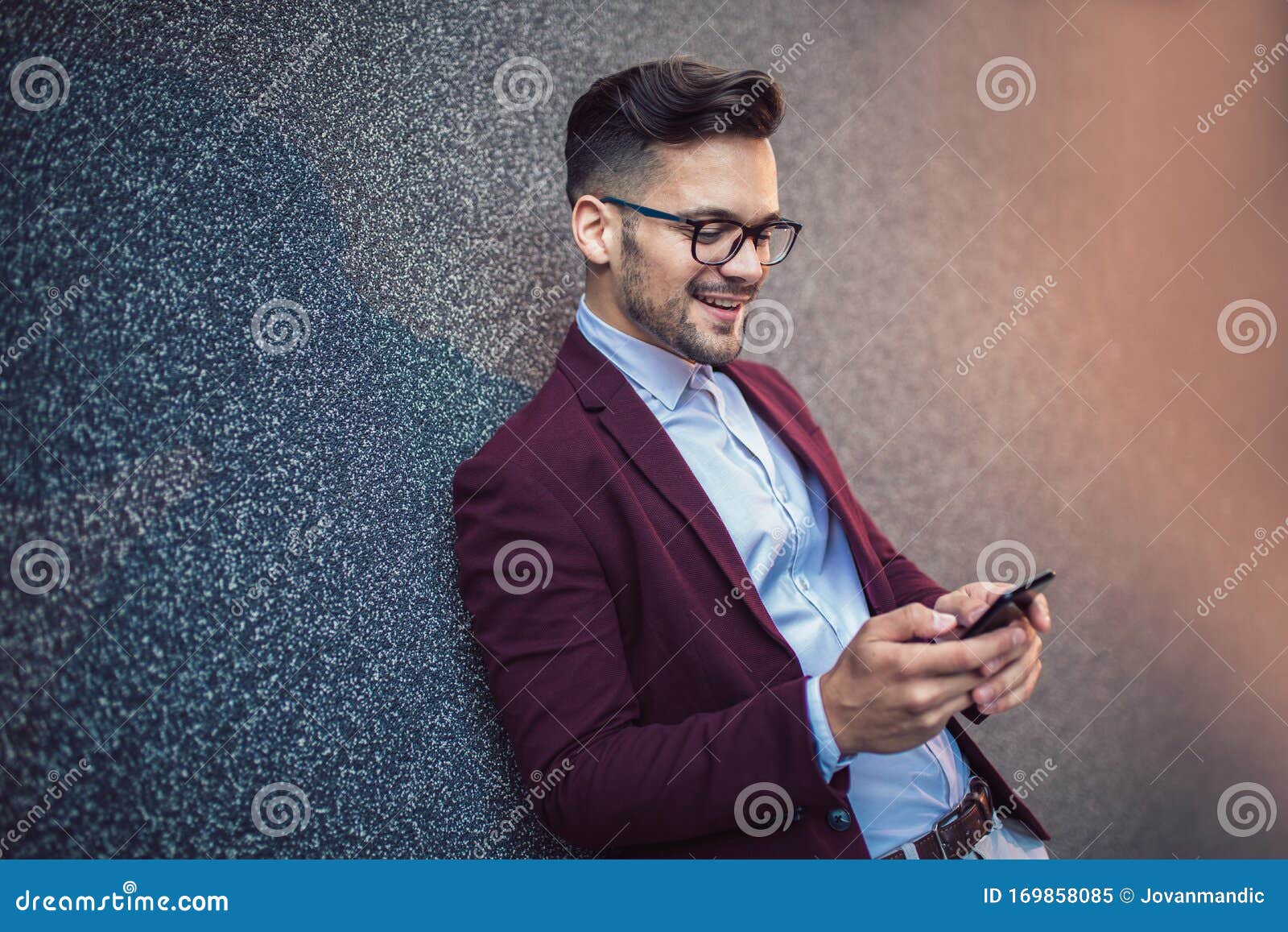 Successful Businessman Using Mobile Phone Outdoor Stock Image - Image ...