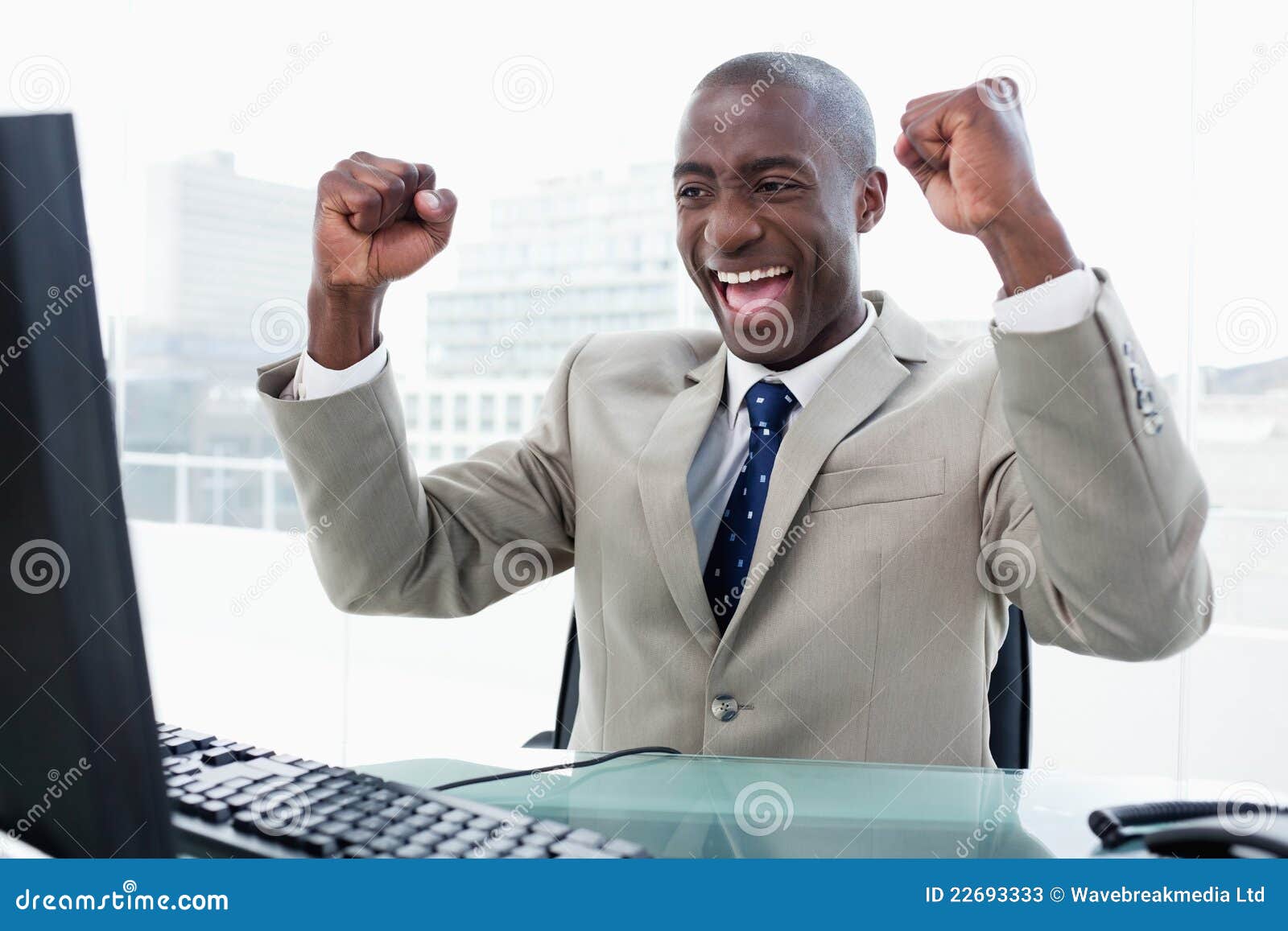 Successful Businessman Working with a Computer Stock Image - Image of ...