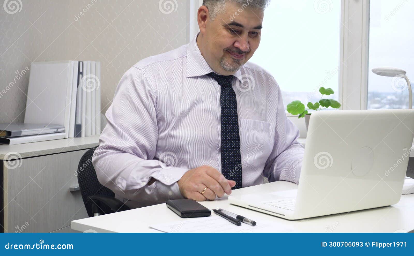 Successful Businessman Working on Computer in Office Stock Video ...