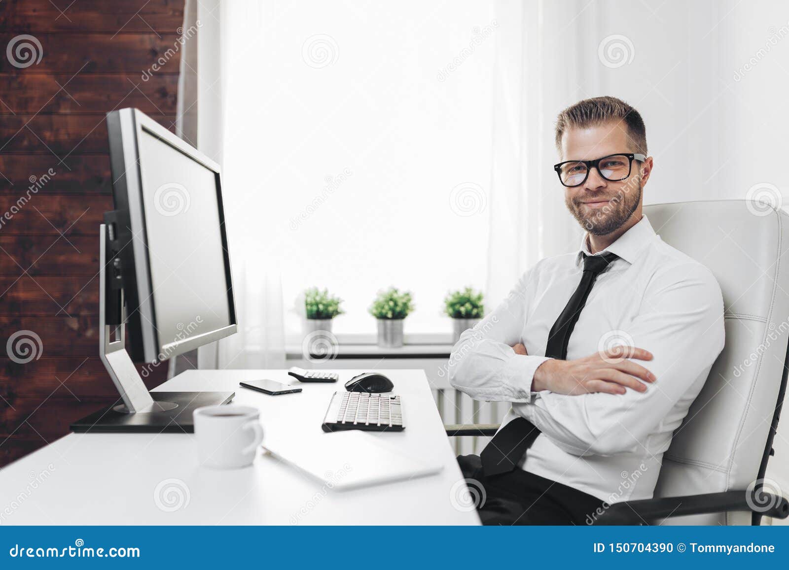 Successful Businessman Working in His Office Stock Photo - Image of ...