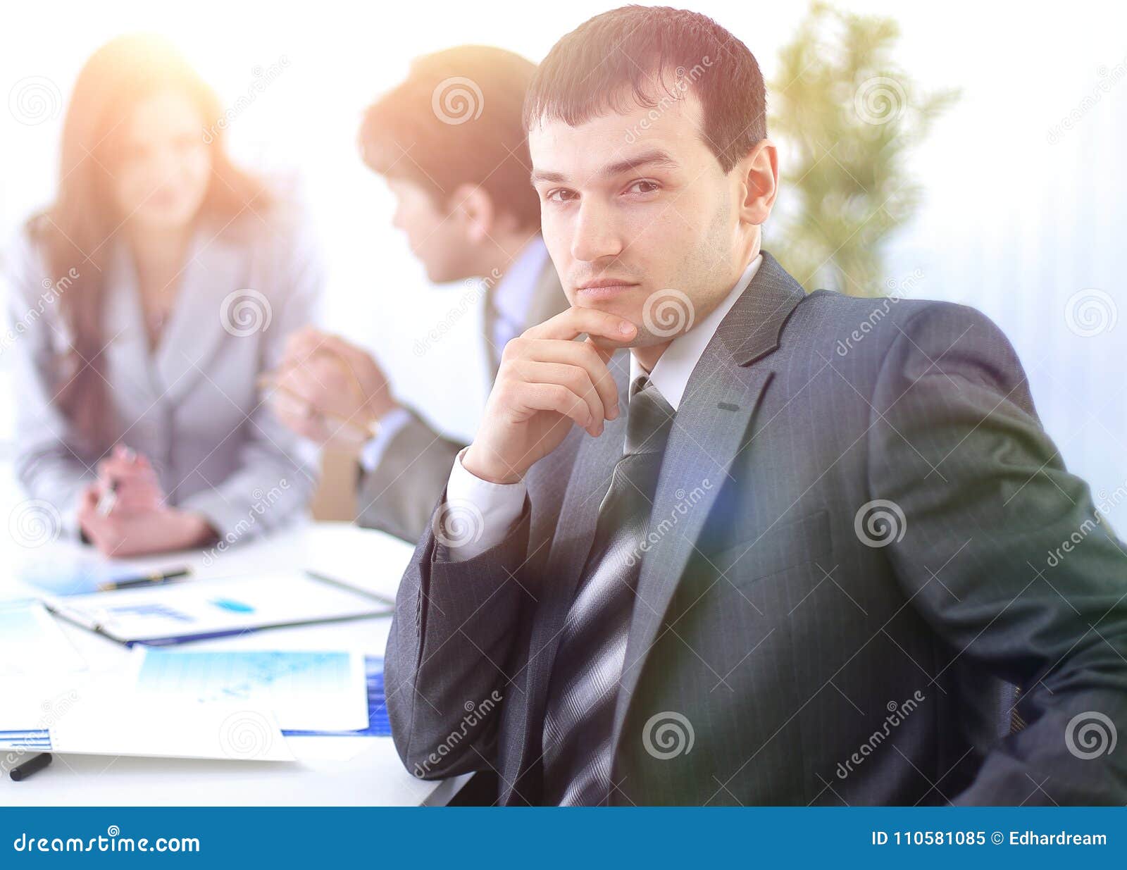 Successful Businessman in the Workplace Stock Image - Image of internet ...