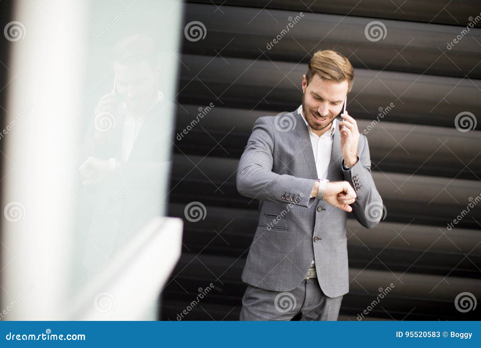 Successful Businessmen Entrepreneur Using Mobile Phone and Look Stock ...