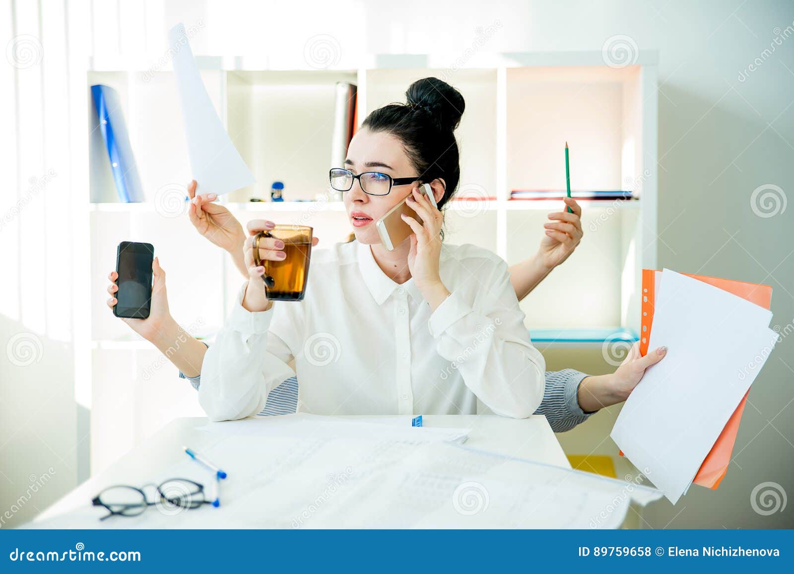 Successful Businesswoman Multitasking Stock Photo - Image of ...